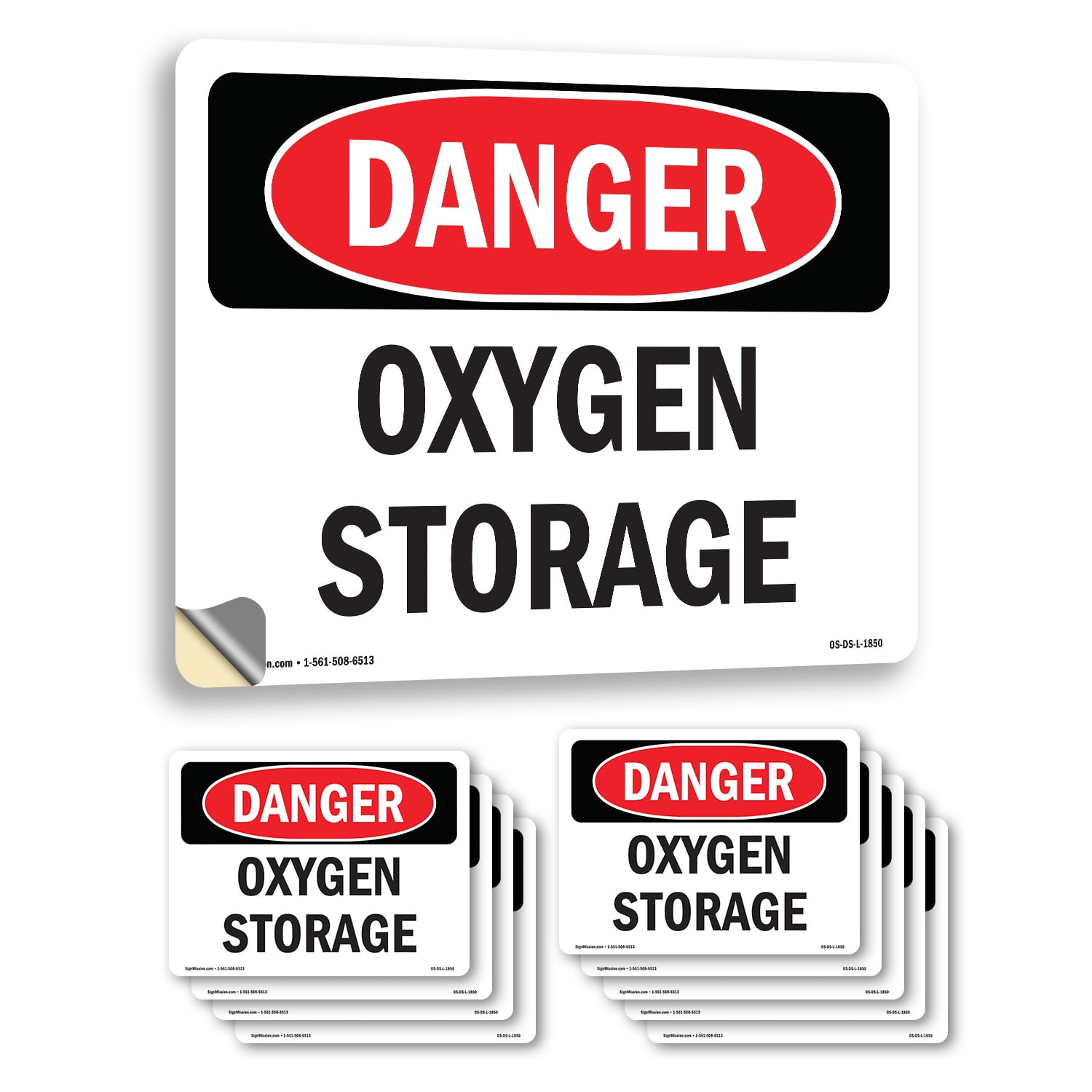 Oxygen Storage OSHA Danger Vinyl Decal Label 5 Inch x 3.5 Inch - 10 ...