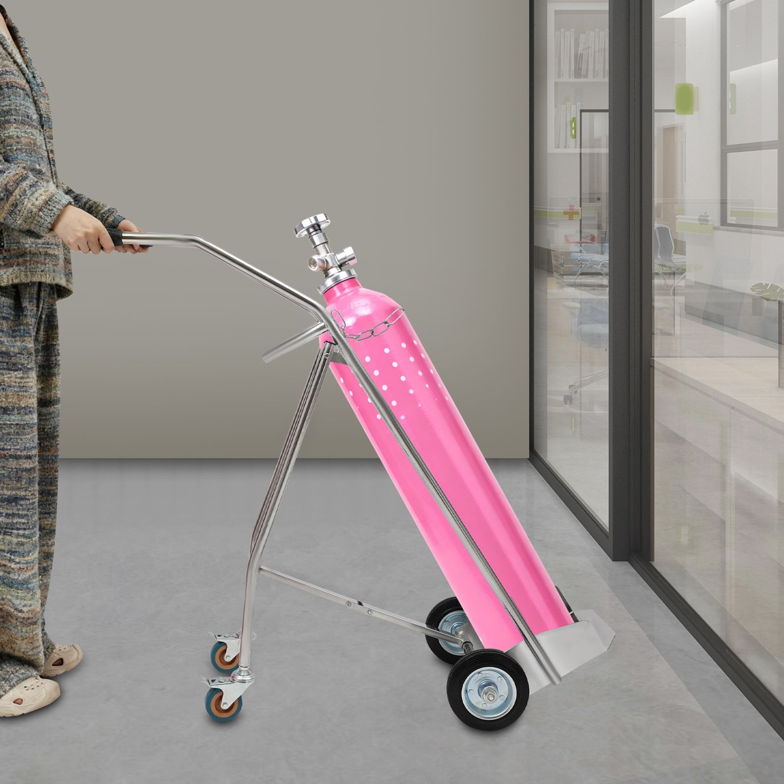 Oxygen Tank Cart Dolly, Oxygen Cylinder Cart Trolley With Retractable ...