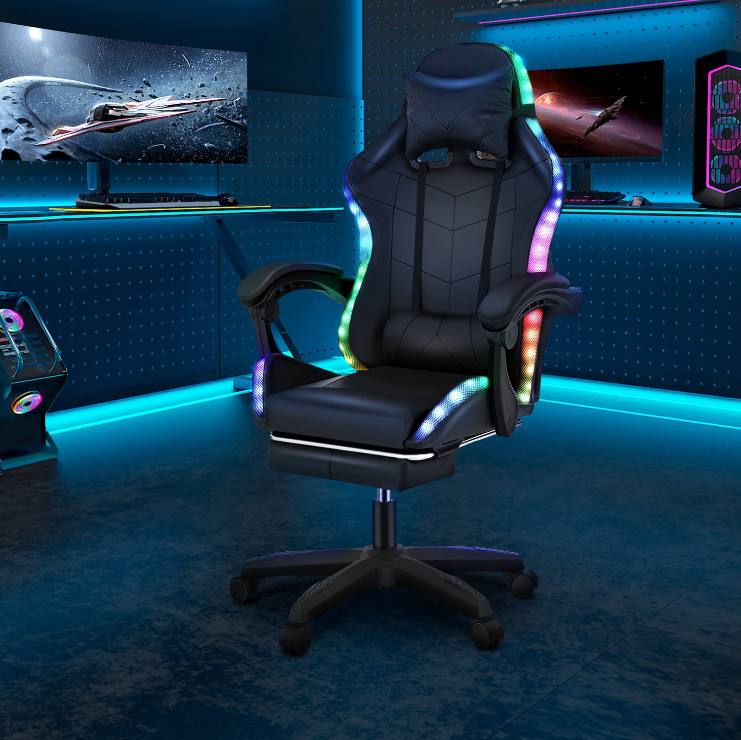 Oyajia Gaming Chair and LED RGB Lights Ergonomic Computer Chair with ...