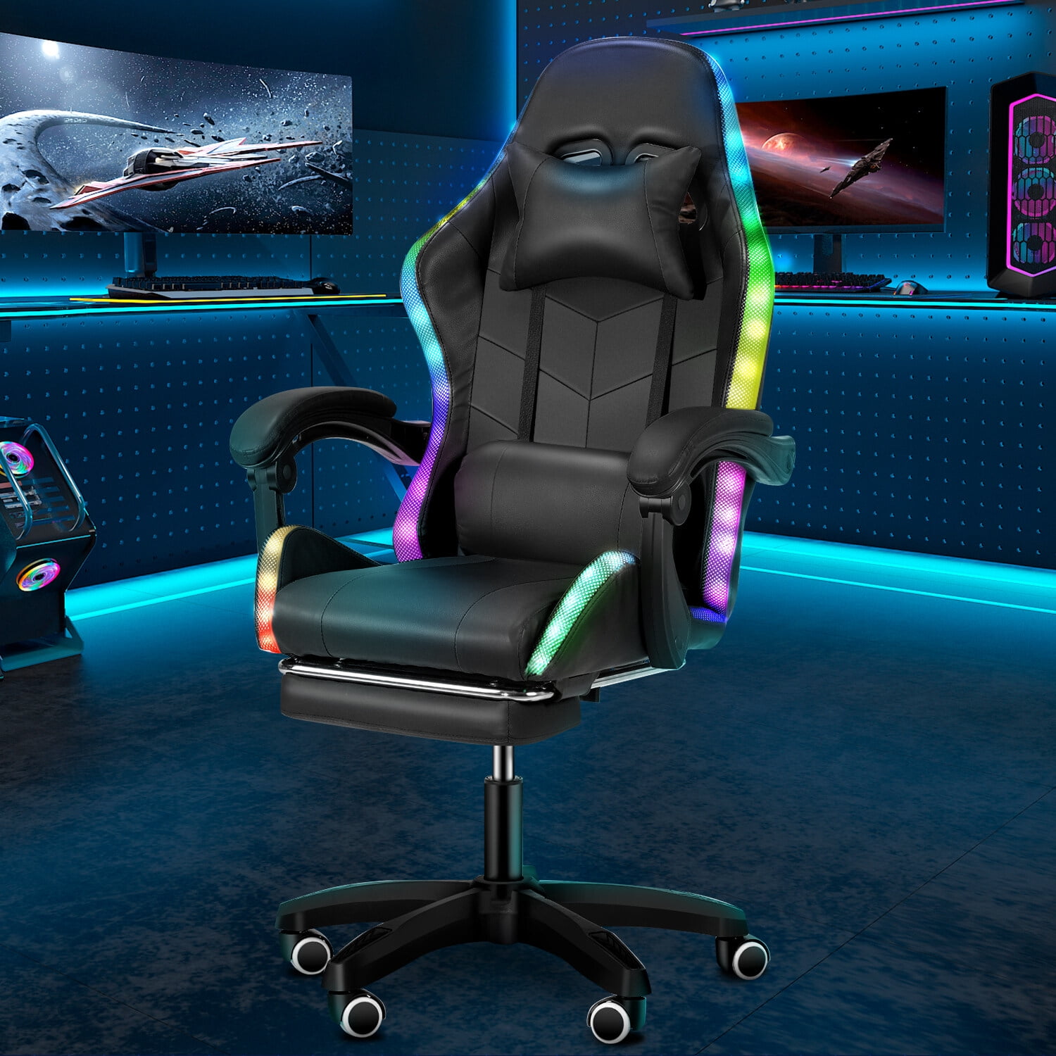 Oyajia Gaming Chair and LED RGB Lights Ergonomic Computer Chair with ...