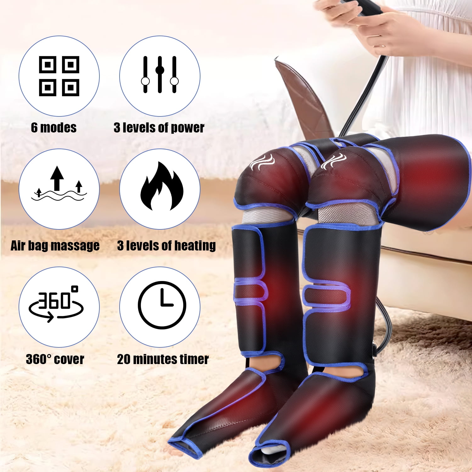 Oyajia Leg Massager, Foot and Calf Massage, 3 Intensities, 6 Modes ...