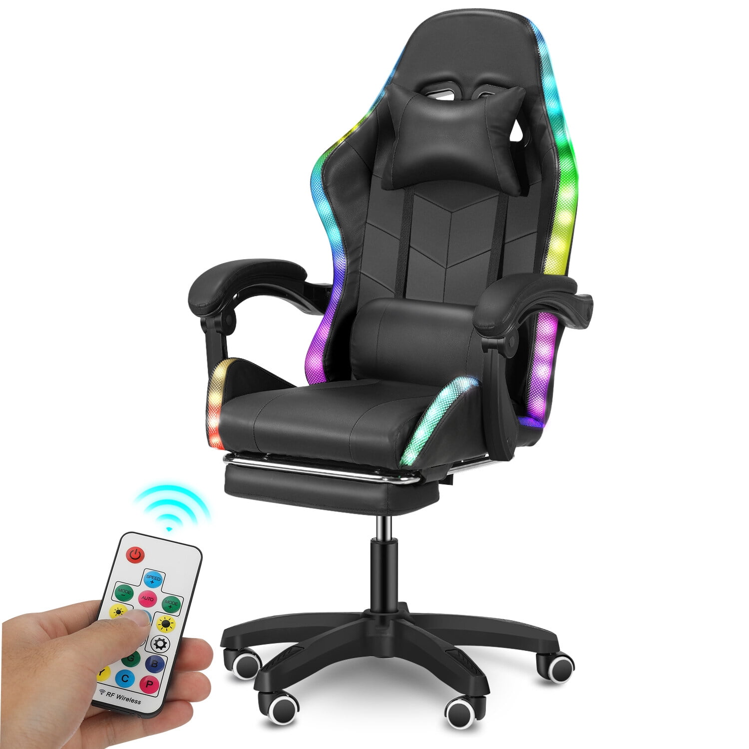 Oyajia Ergonomic Gaming Chair with RGB Light, Adjustable Height ...