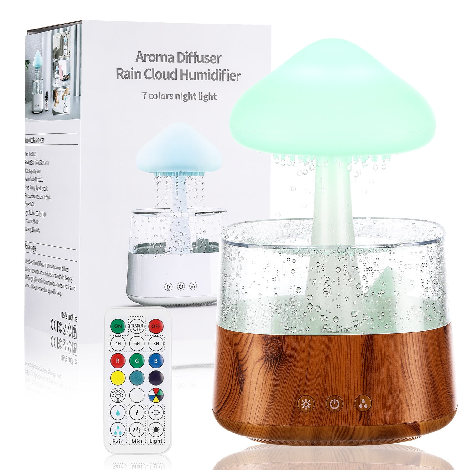 Oyajia 2 in 1 Rain Cloud Humidifier & Essential Oil Diffuser, 450ml w ...