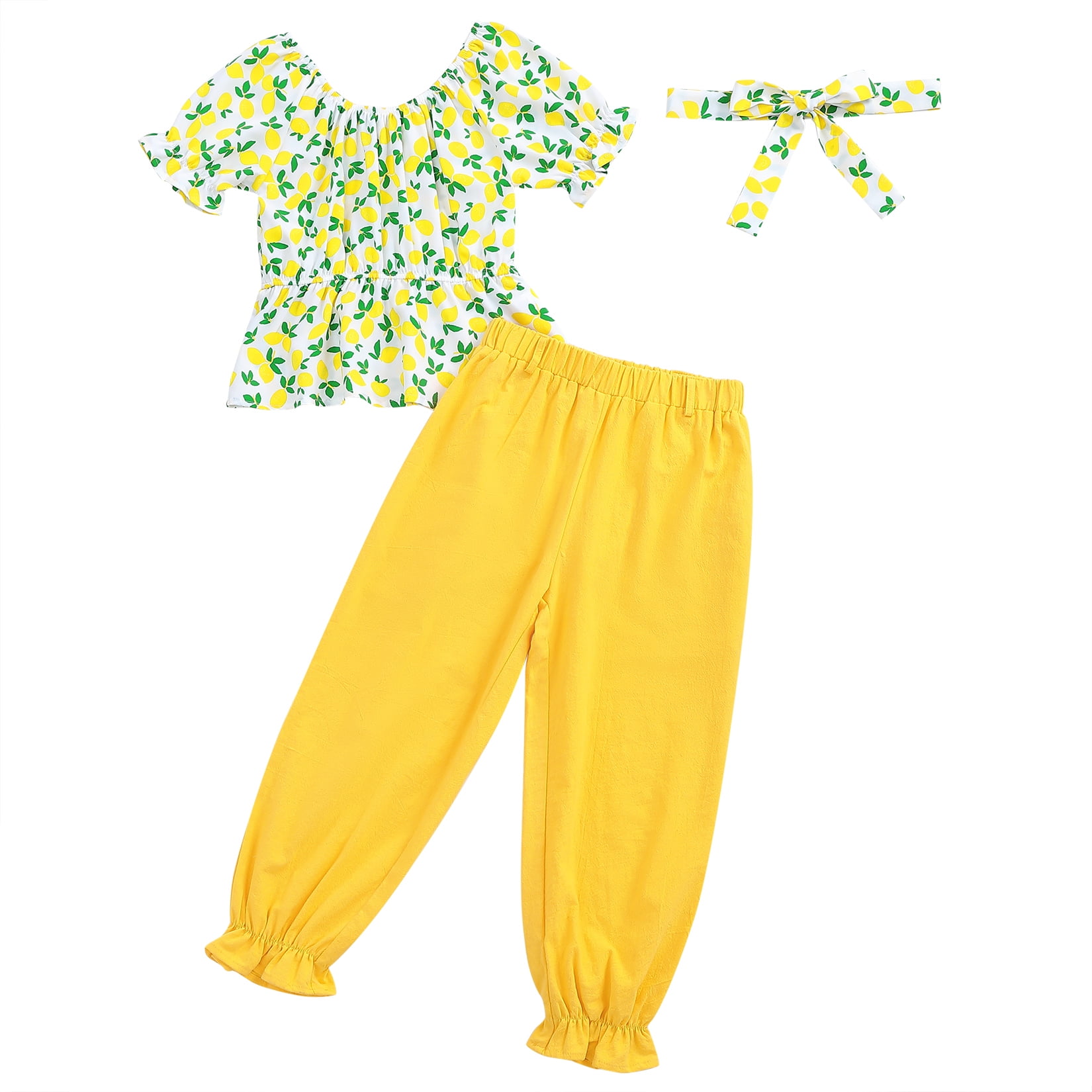Oyang Girls Clothing Set, 2 Pcs Floral Soft Tunic Top + Cropped Pants ...