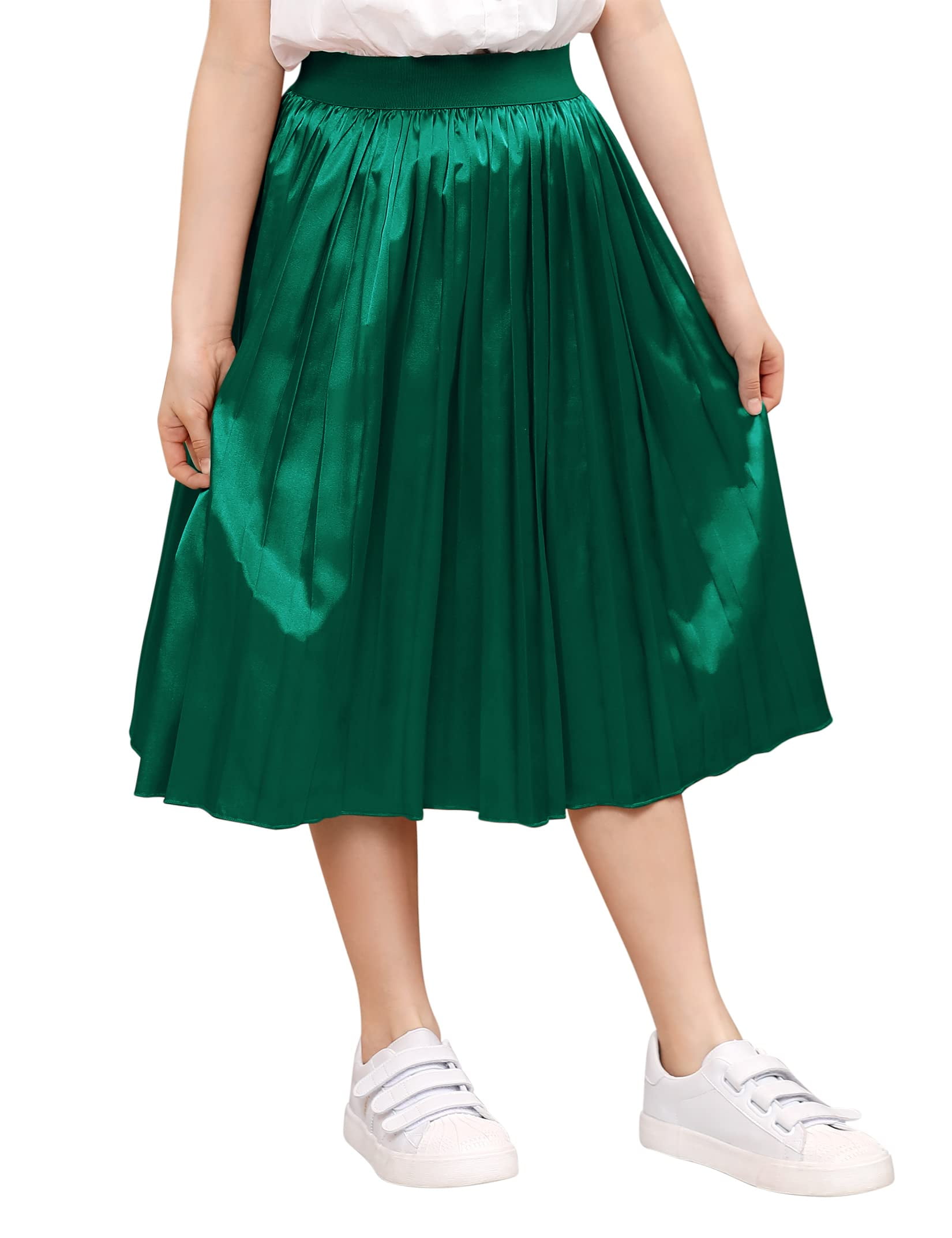 Oyang Little Girl's Pleated Elastic High Waist Swing A-line Chiffon ...