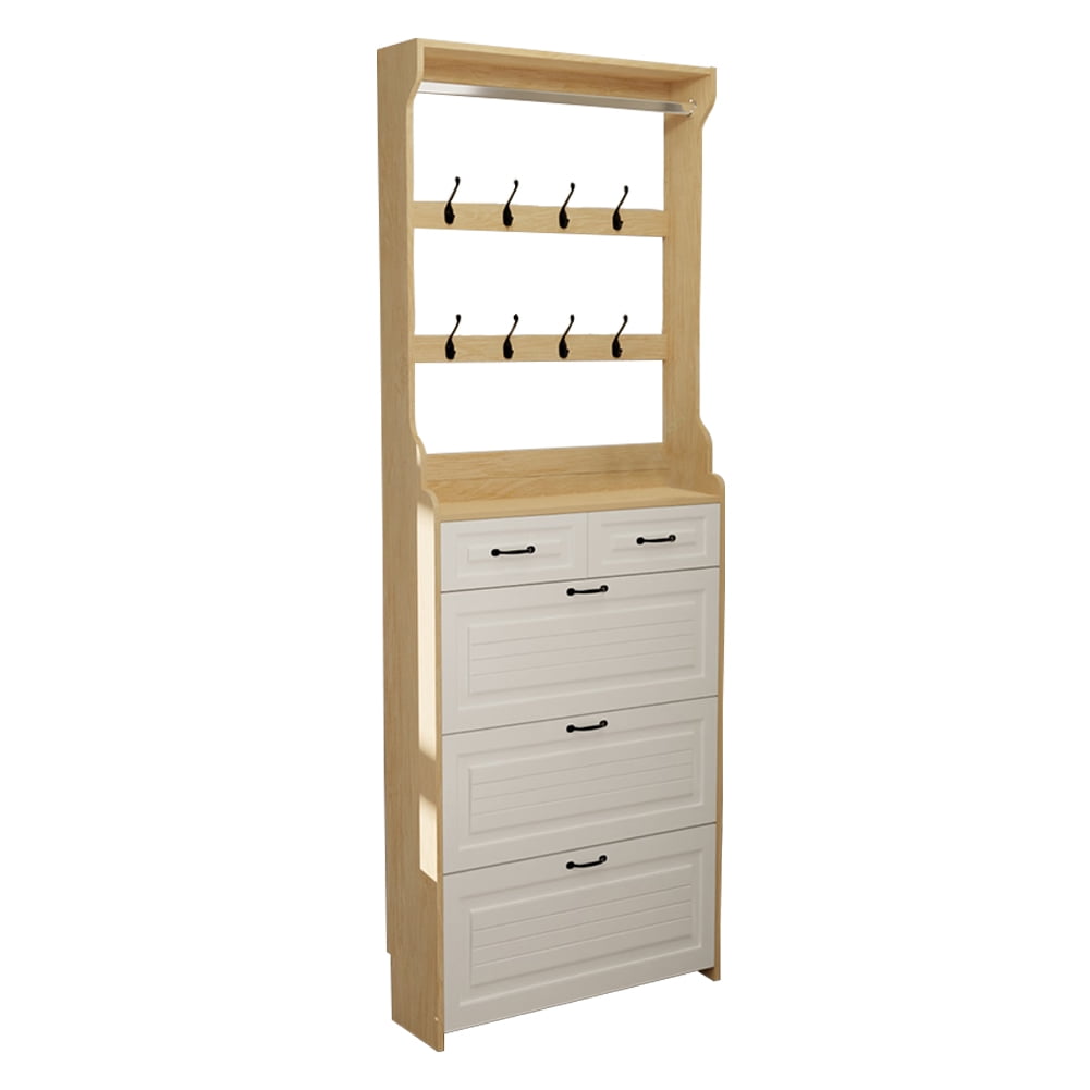 Oyang Shoe Cabinet with 3 Flip Doors, 2 Drawers, 8 Hook Tall Shoe ...