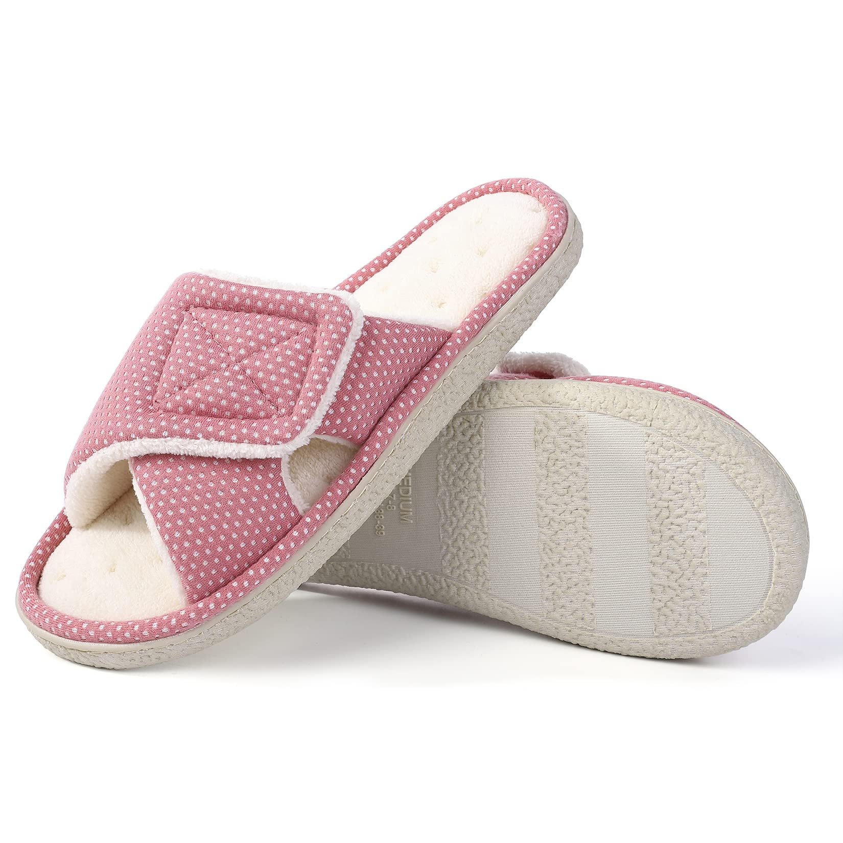 Oyang Women's Fuzzy House Slippers with Arch Support Orthotic Heel Cup Sandals, Velcro Slippers ...