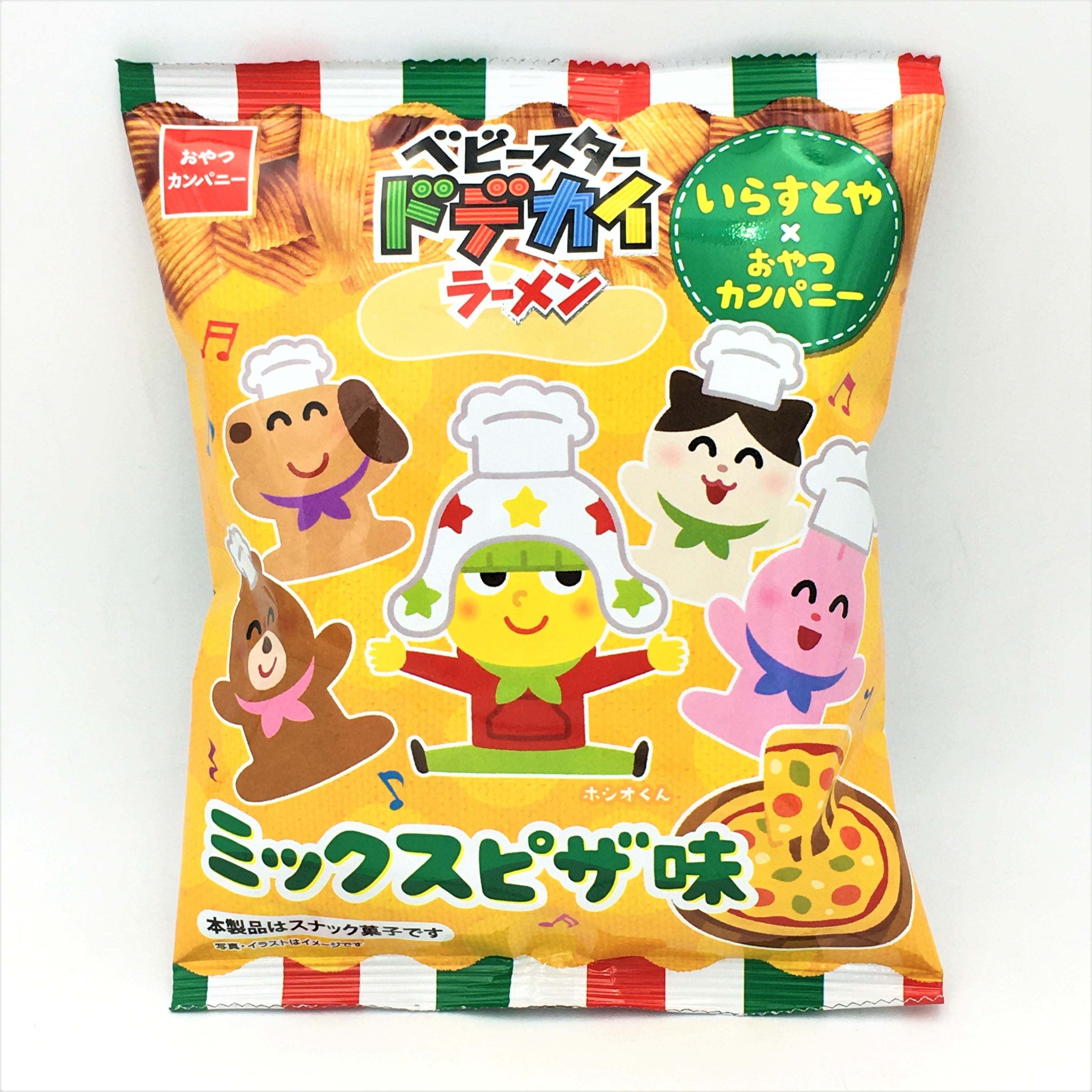 Oyatsu X Irasutoya Baby Star Big Ramen Mixed -Pizza Flavor 61g香脆寬拉麵點心麵零食(混合披薩味) - Walmart.com