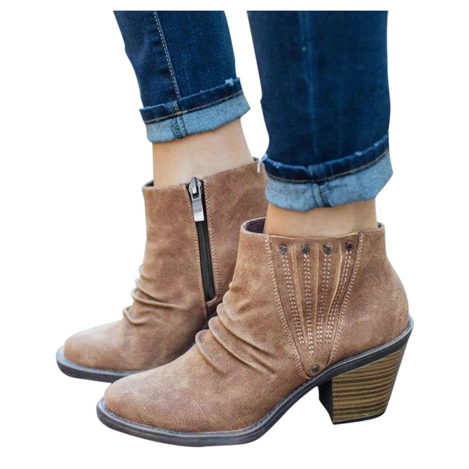 Oyedens Ankle Boots for Women Roman Vintage High Heels Ankle Booties ...
