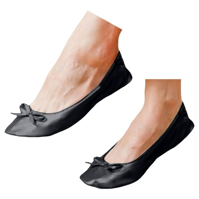 Oyedens Ballet Flats for Women With No Heels Bowknot Foldable Latin ...