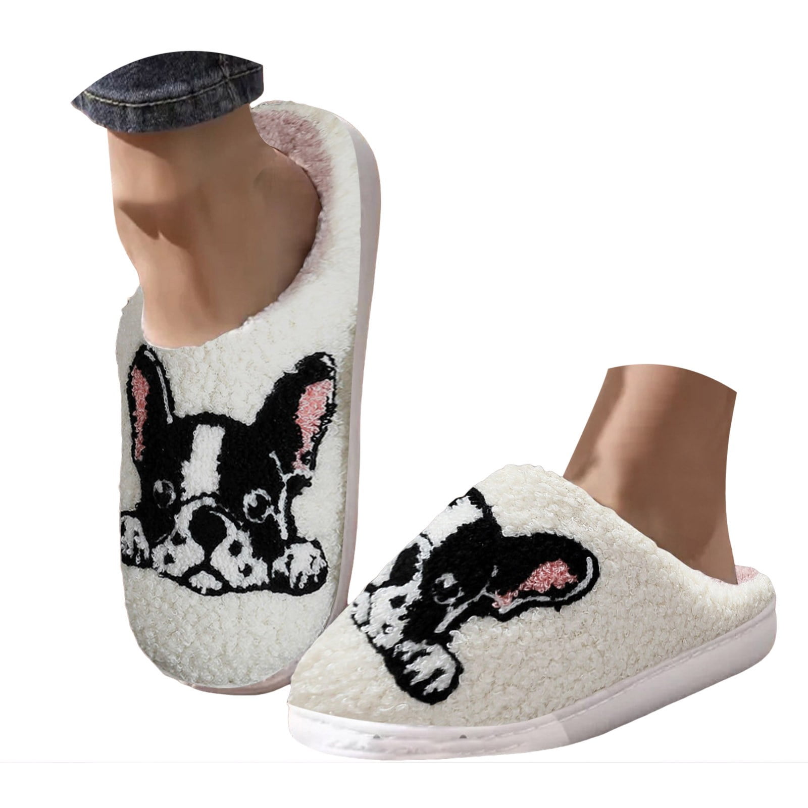 Oyedens Couples Fuzzy Slippers for Women Men Funny Dog Matching House ...