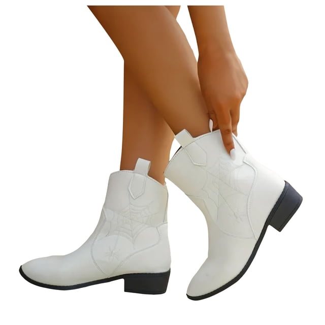 Oyedens Cowboy Boots for Women Fashion Spider Design Wide Mid Calf ...