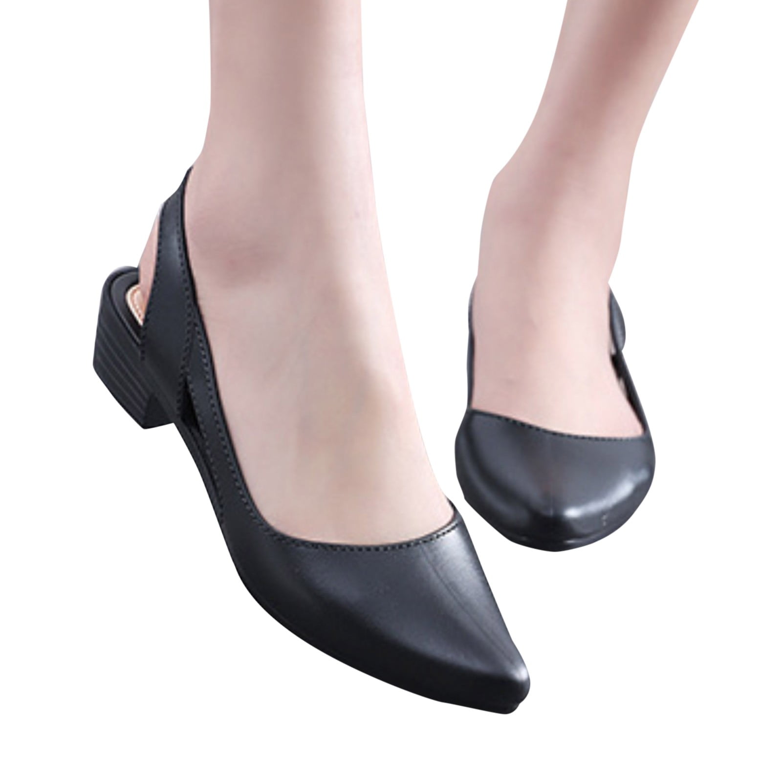 Oyedens Dress Shoes for Women Ladies Leather Pointed Toe Block Low ...