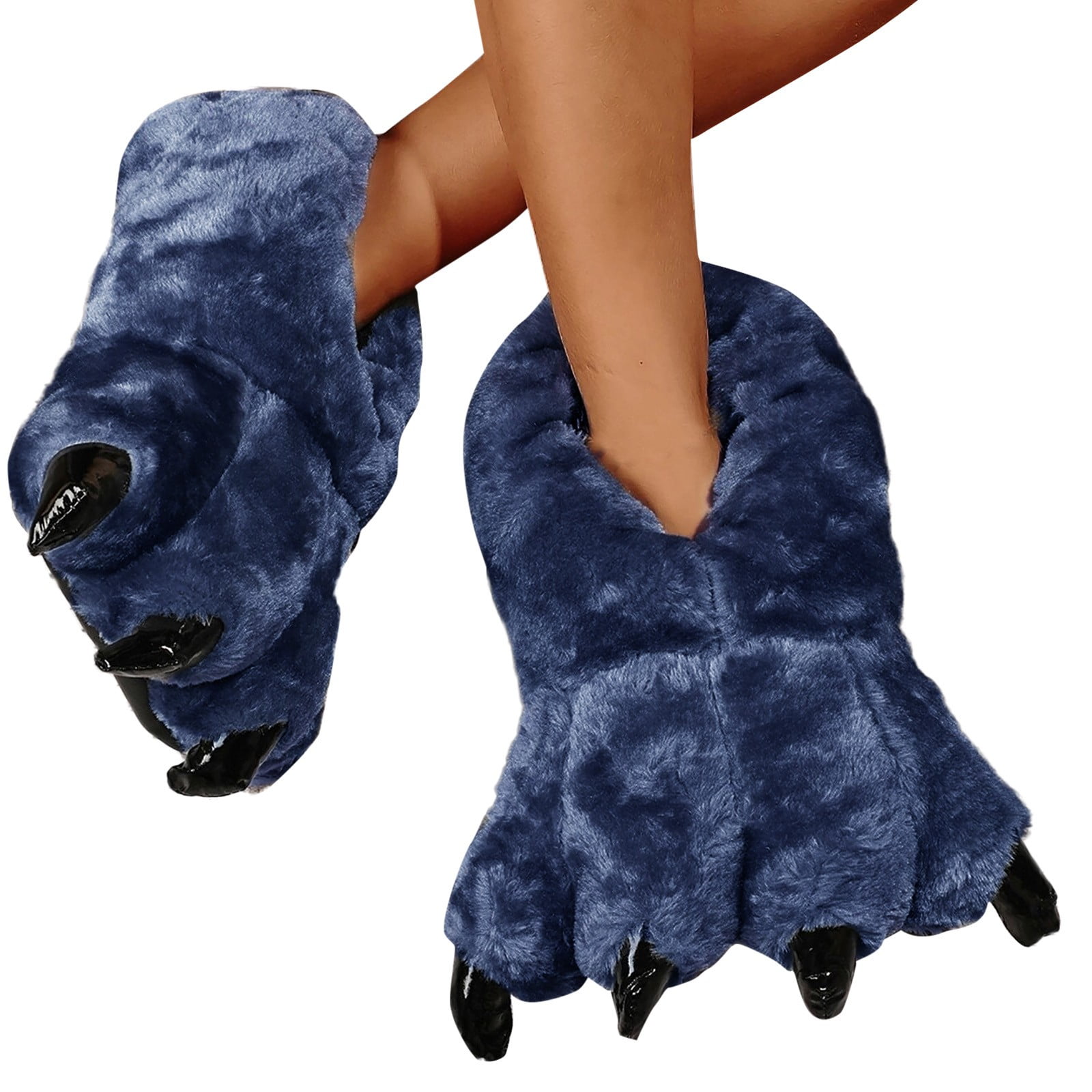 Oyedens Fuzzy Animal Paw Slippers for Women Men Dinosaur Claw House ...