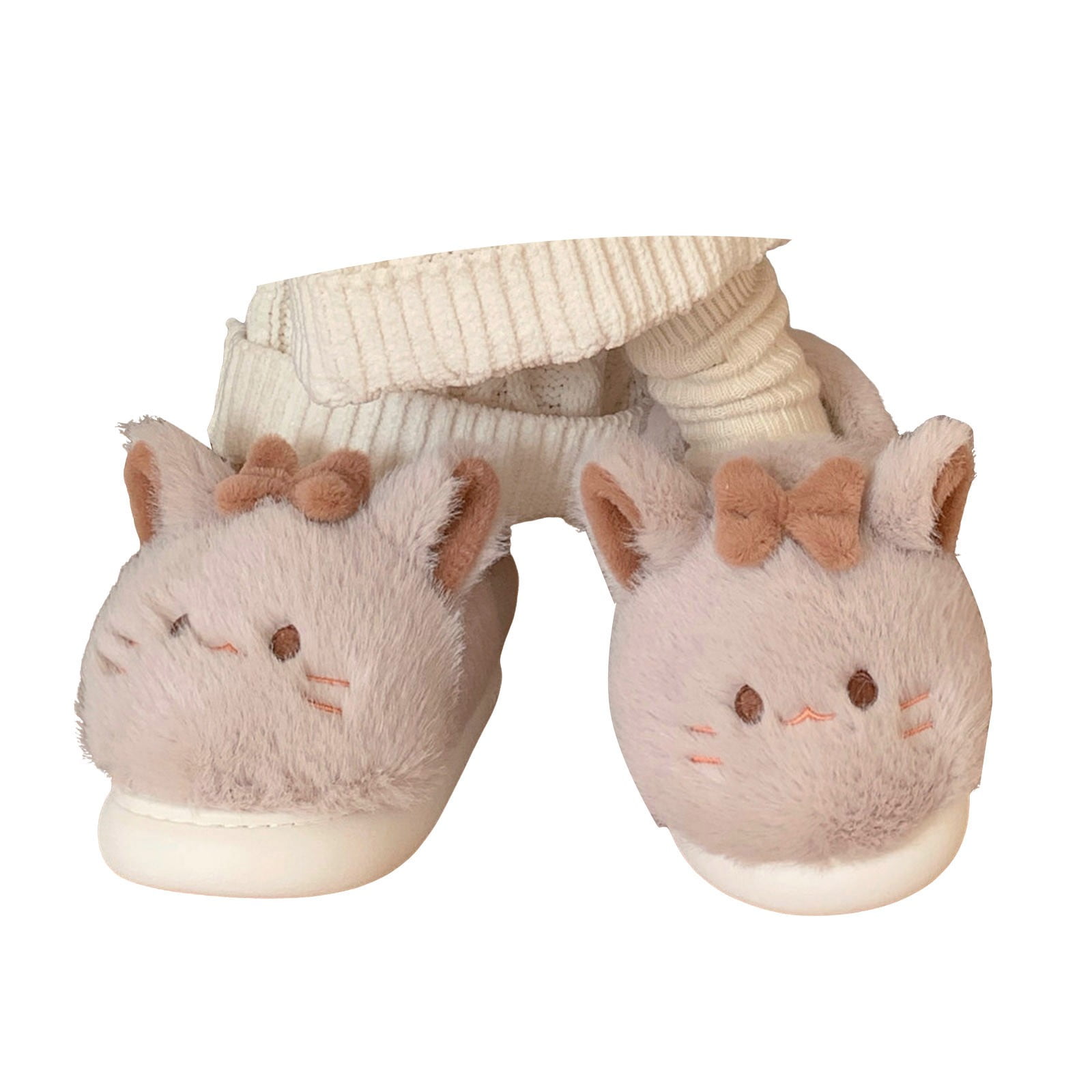 Oyedens Fuzzy Cat Slippers for Women Indoor and Outdoor Cute Animal ...