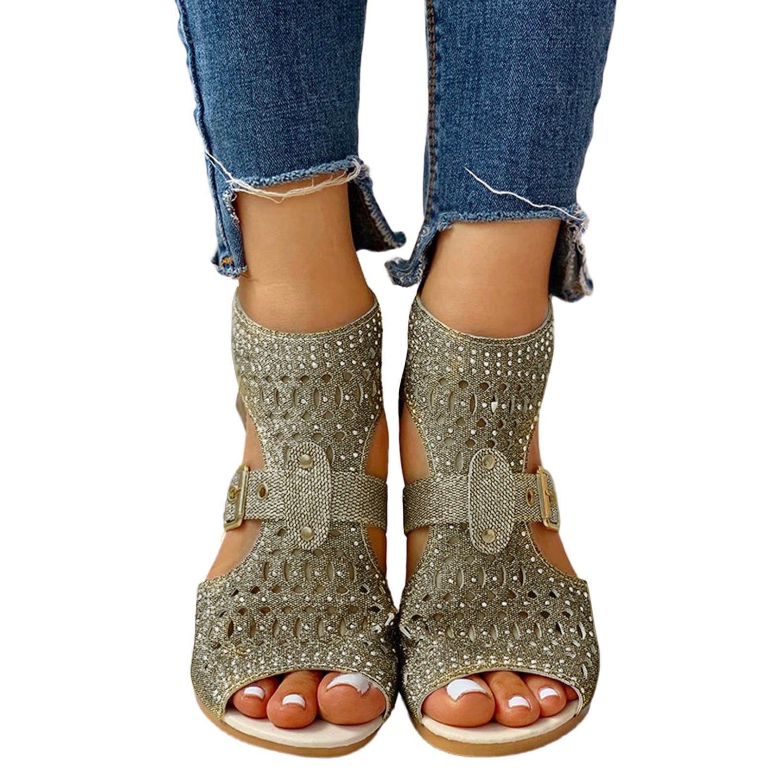 Oyedens Gladiator Sandals For Women Vintage Roman Peep Toe Wedge ...