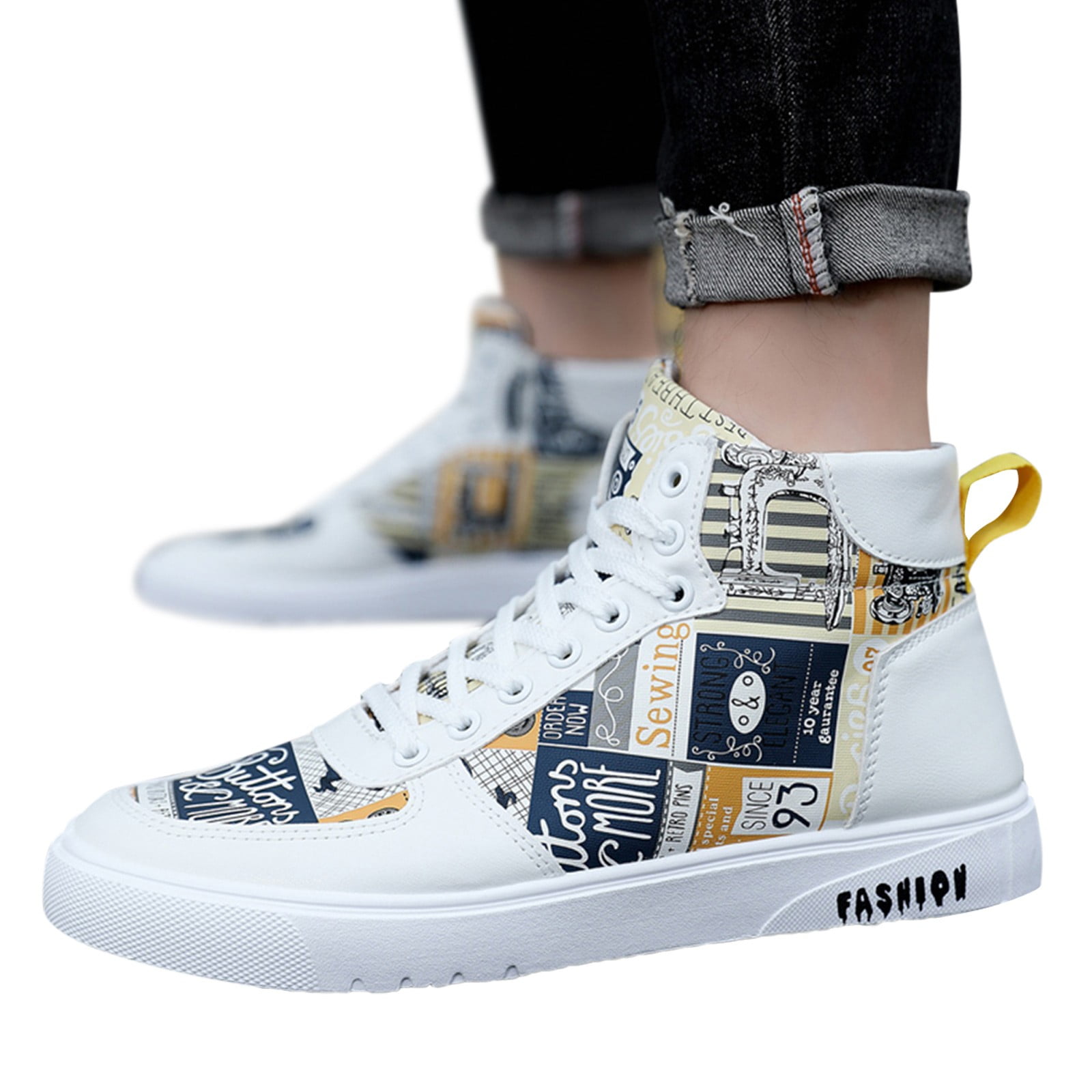 Oyedens High Top Fashion Sneakers for Men Casual Graffiti Sport ...