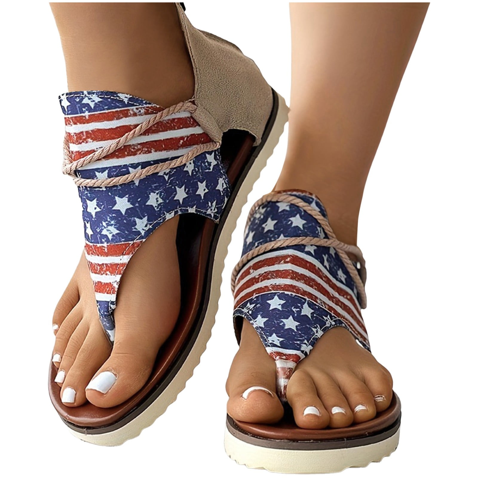 Oyedens Independence Day Flip Flop Sandals Usa Flag Low Heel Slip On ...