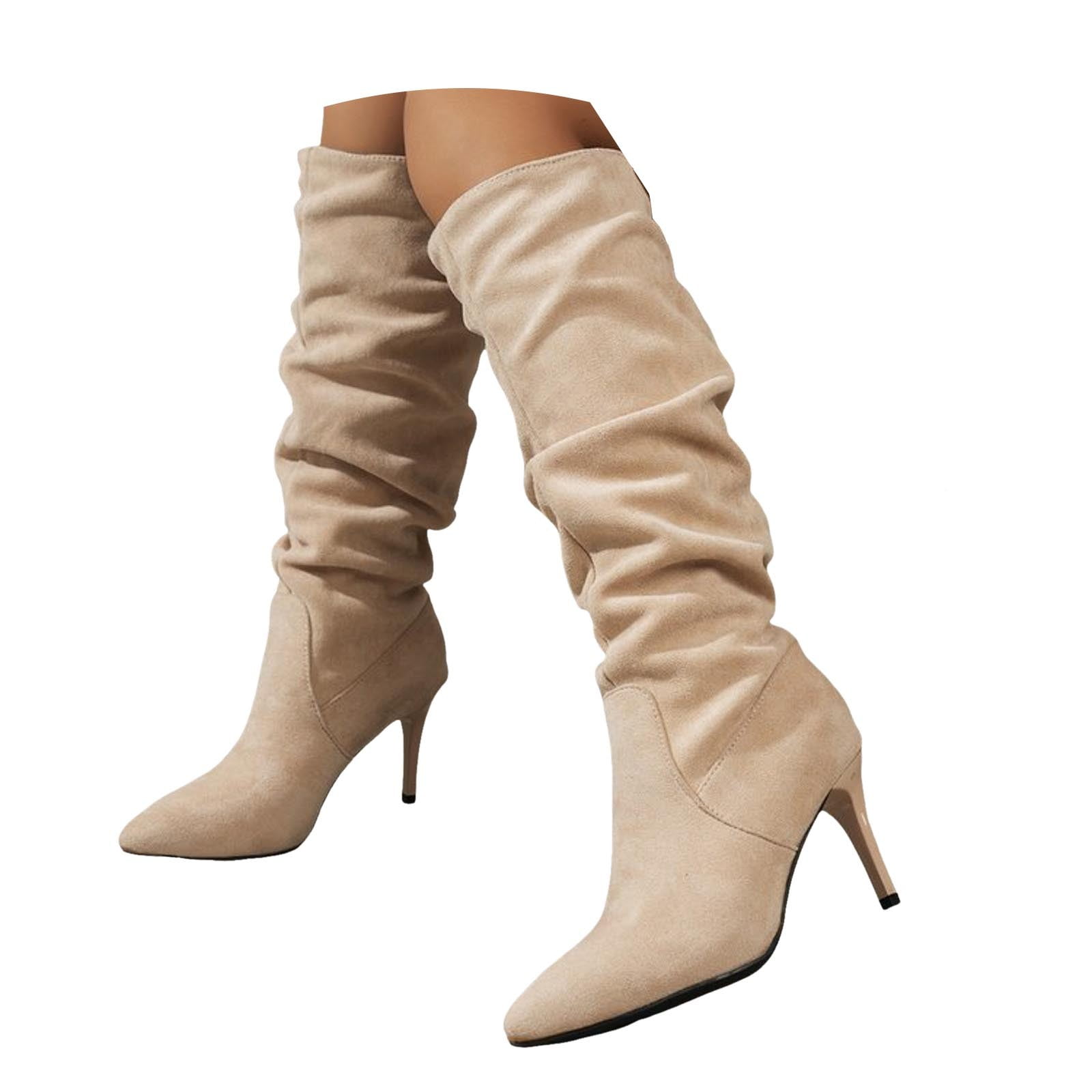 Oyedens Knee High Boots for Women Ladies Fashion Slouchy Stiletto High ...