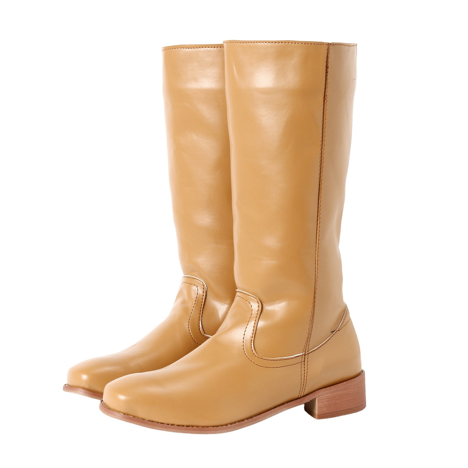 Oyedens Knee High Cowboy Cowgirl Boots for Women Leather Wide Calf Low ...