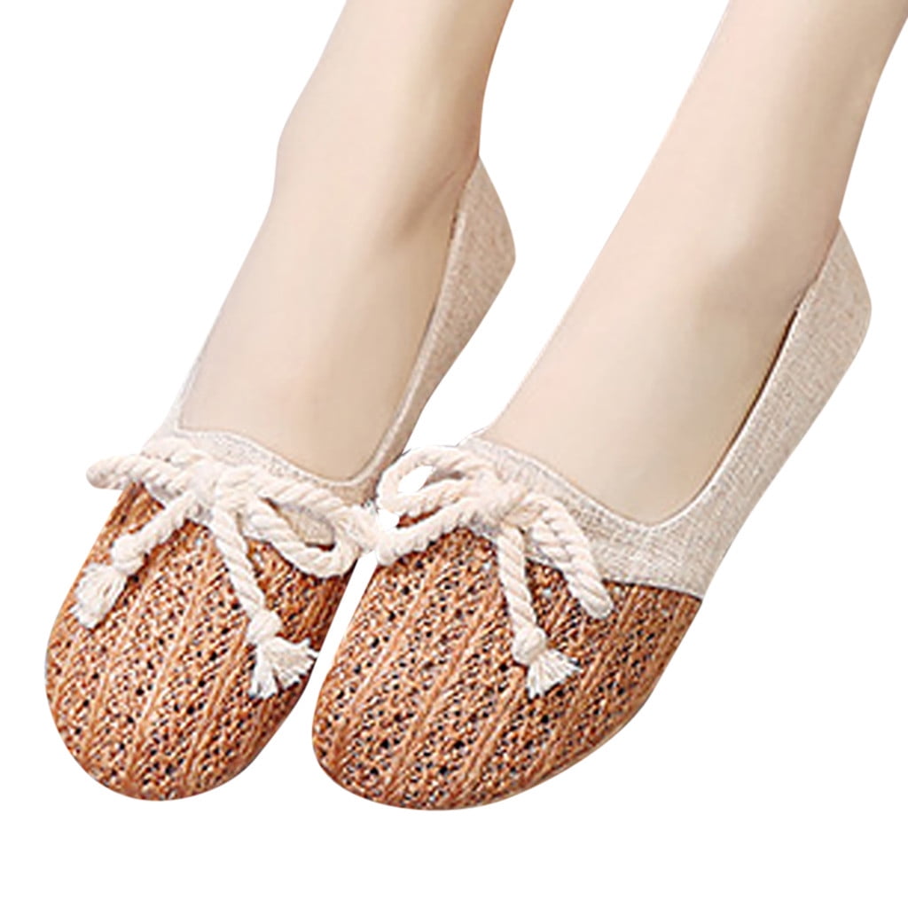 Oyedens Loafer Flats for Women Girls Beach Travel Rattan Slip on ...