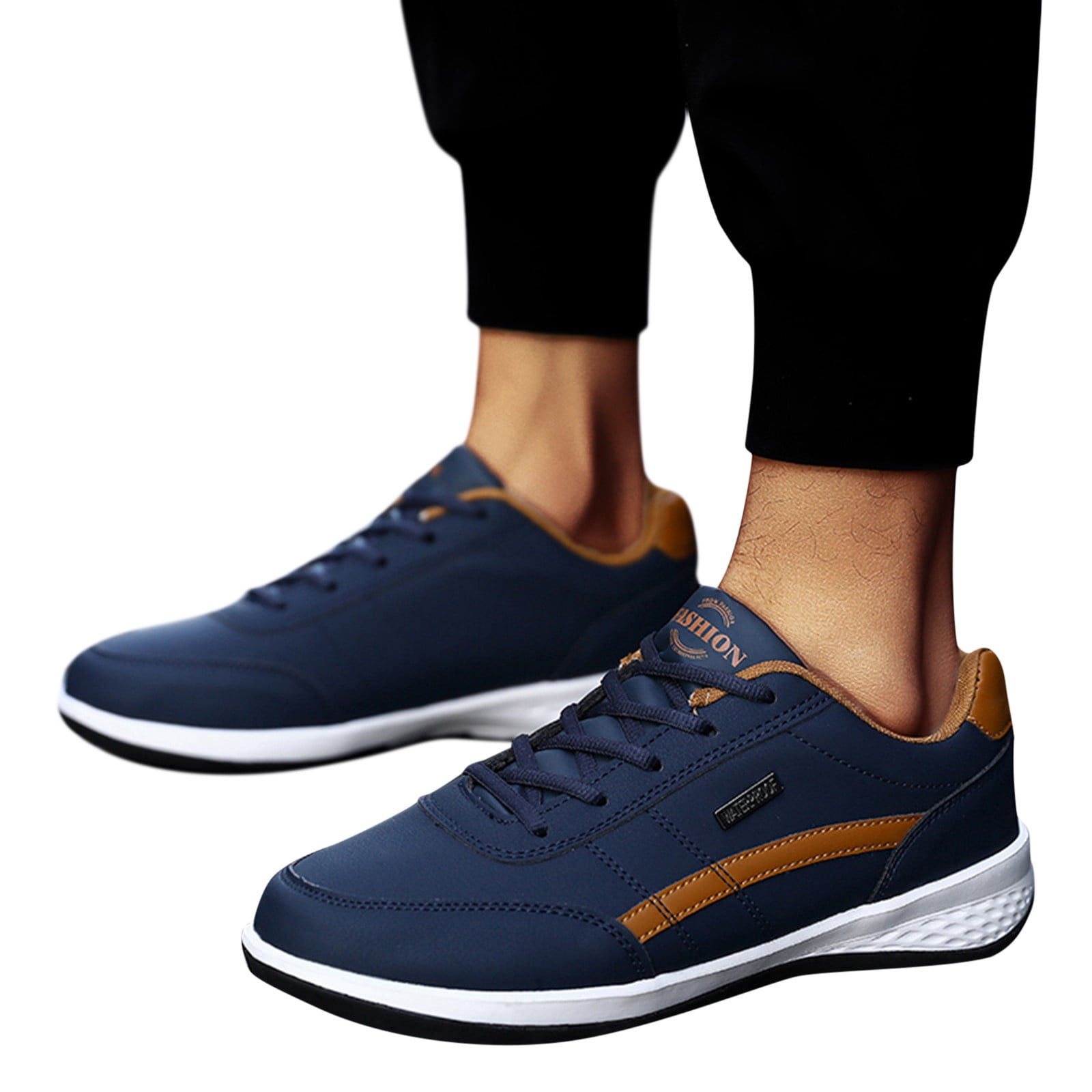 Oyedens Low Top Fashion Sneakers for Men Leather Casual Athletic Trail ...