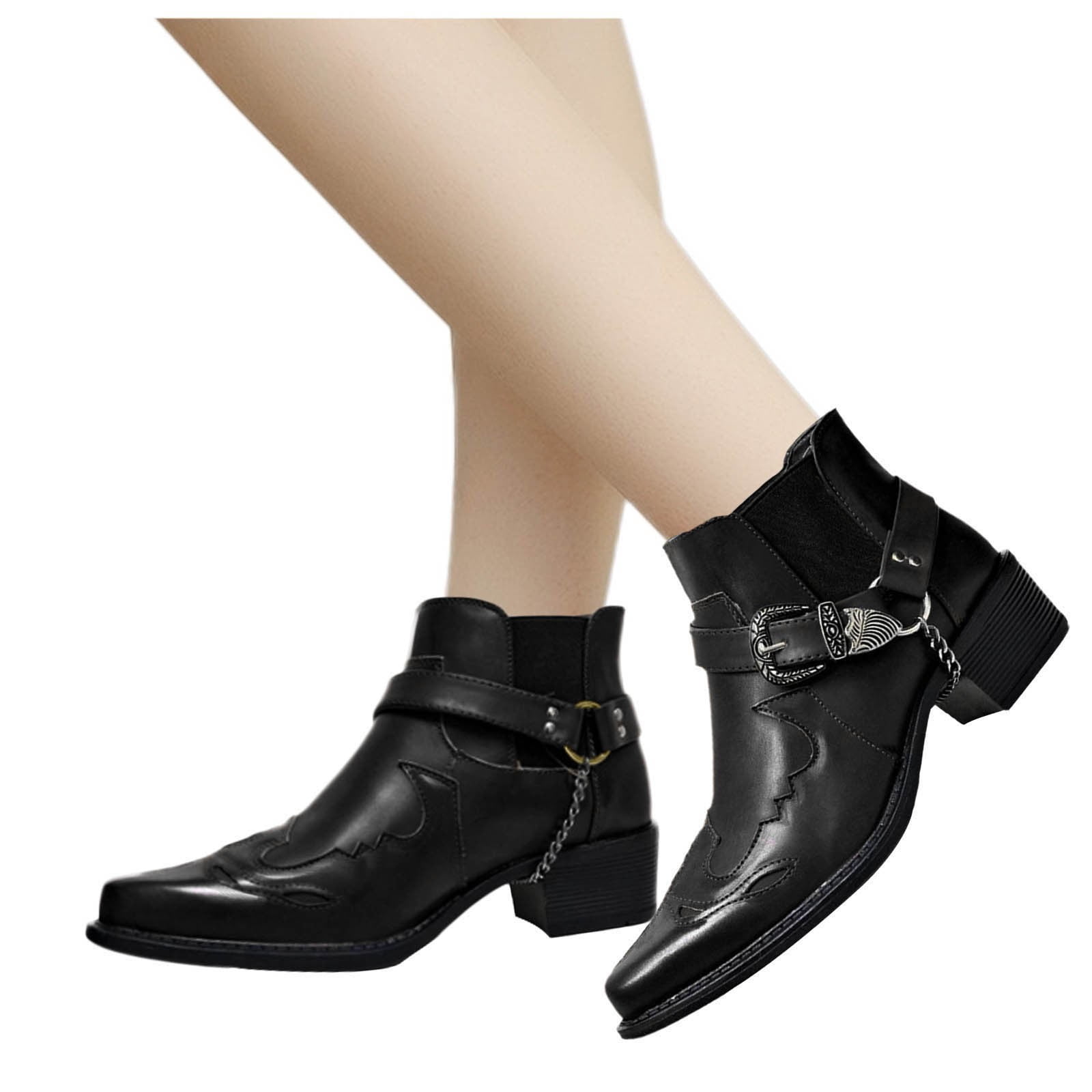 Oyedens Men's Cowboy Boots Boho Vintage Casual Cowgirl Ankle Booties ...