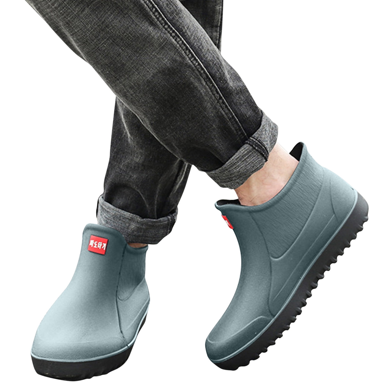 Oyedens Mens Ankle Rain Boots Waterproof Rubber Work Boots Non-Slip ...