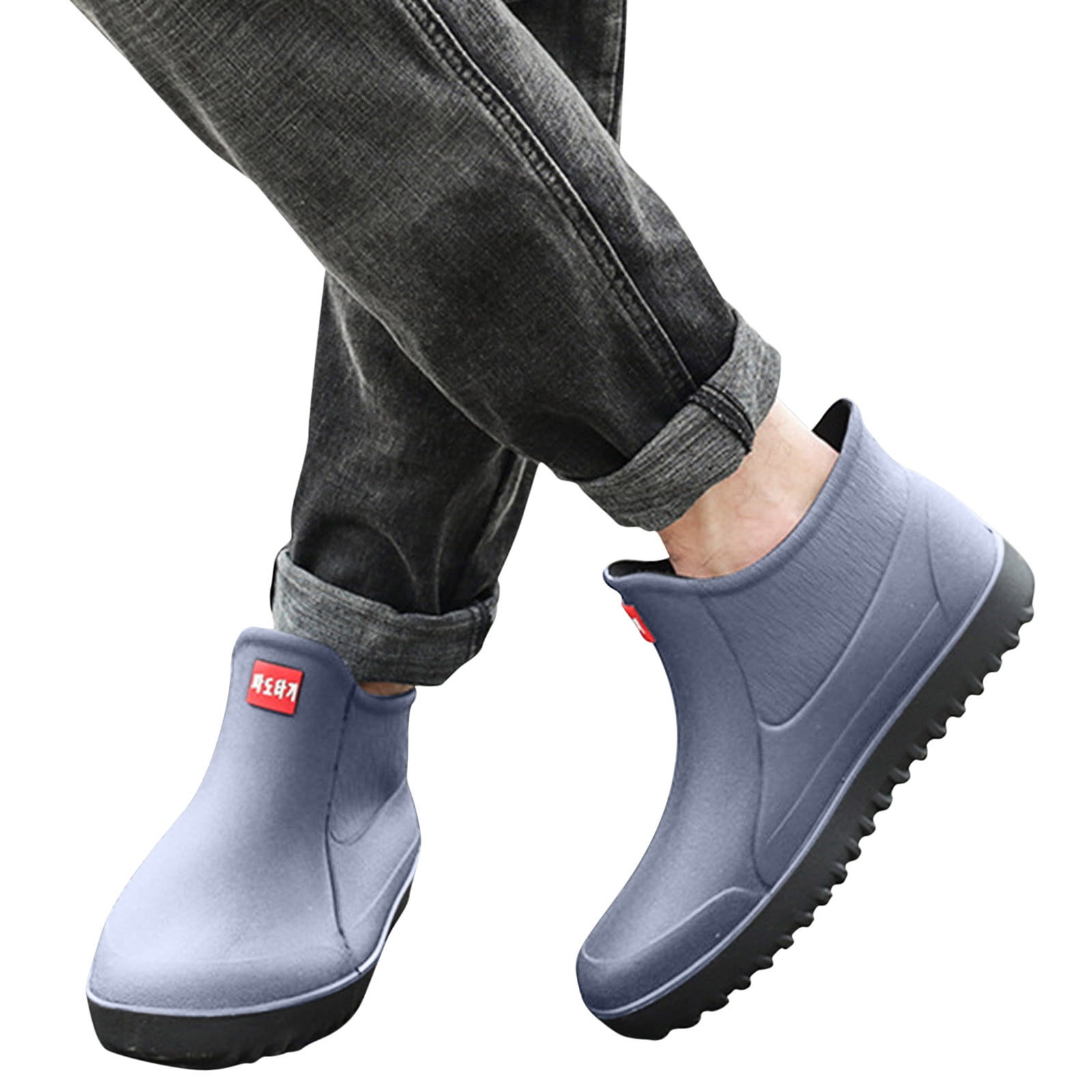 Oyedens Mens Ankle Rain Boots Waterproof Rubber Work Boots Non-Slip ...