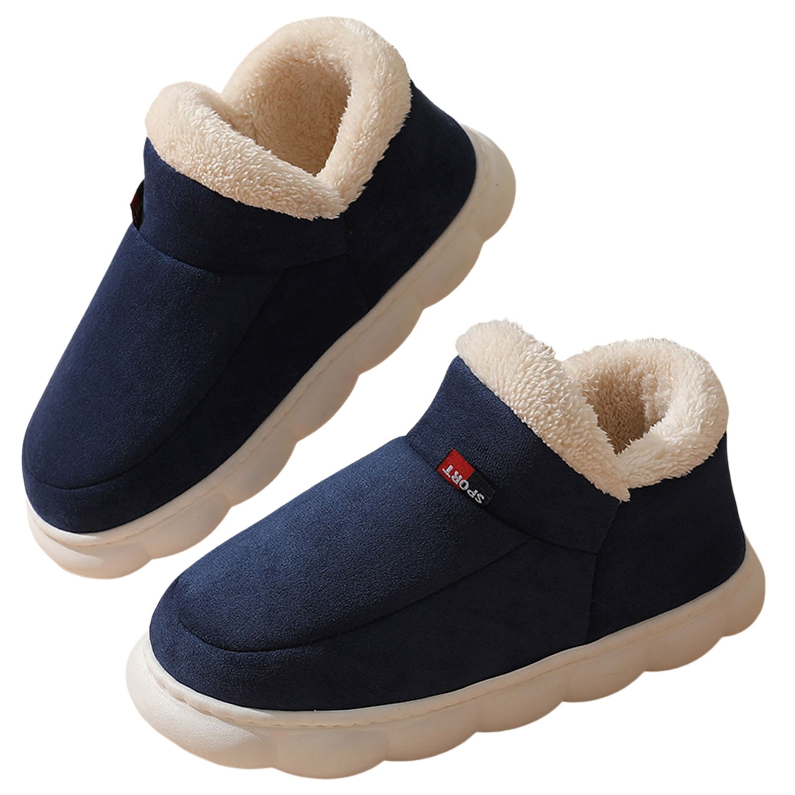 Oyedens Mens Bootie Slippers Fleece Lined Winter Warm Non Slip House ...