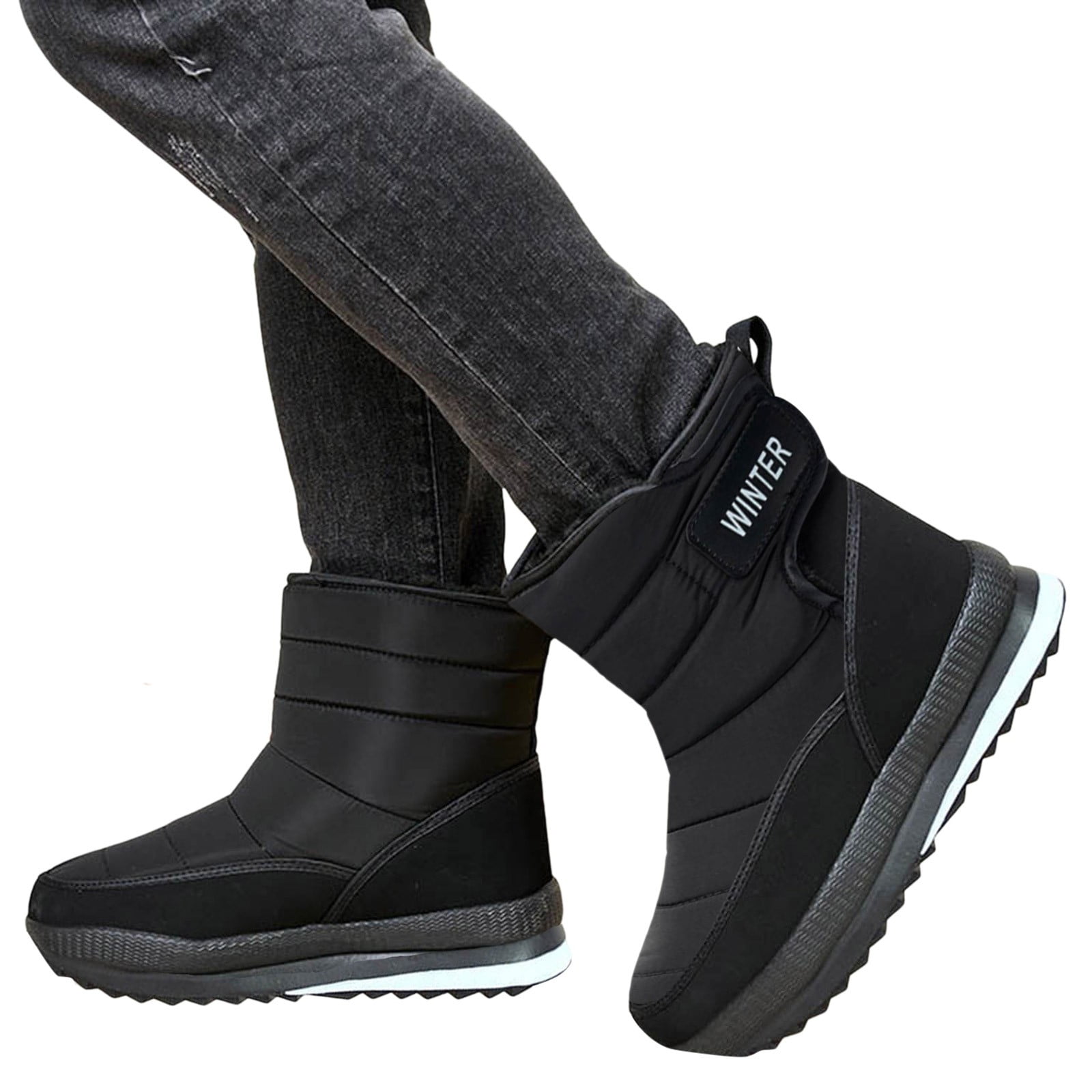 Oyedens Mens Snow Boots Lining Waterproof Winter Warm Ankle Booties for ...