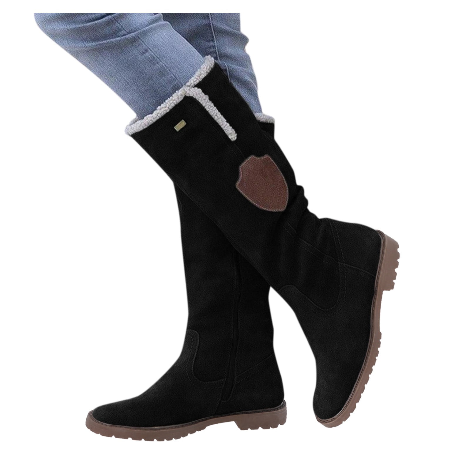 Oyedens Mid Calf Snow Boots for Women Fashion Suede Fleece Lined Winter ...