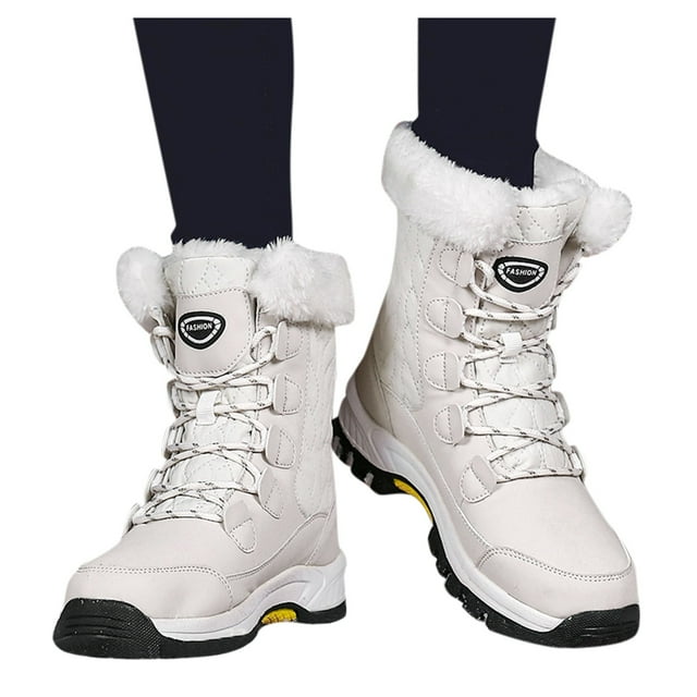 Oyedens Mid Calf Snow Boots for Women Girls Waterproof Non Slip Plush ...