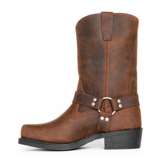 Oyedens Mid Calf Work Boots for Men Leather Square Toe Western Cowboy ...