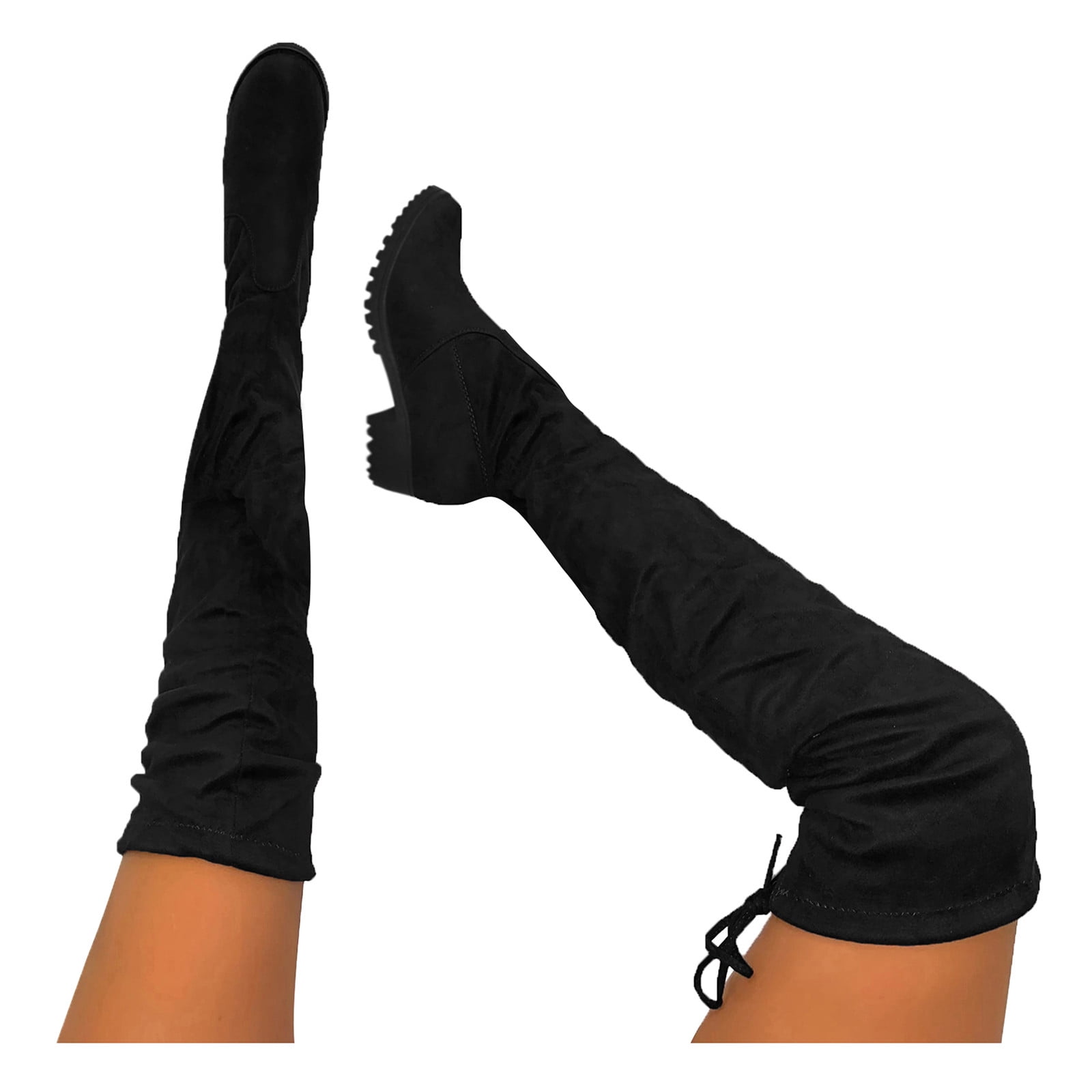 Oyedens Over The Knee Boots for Women Suede Black Thigh High Long Boots ...