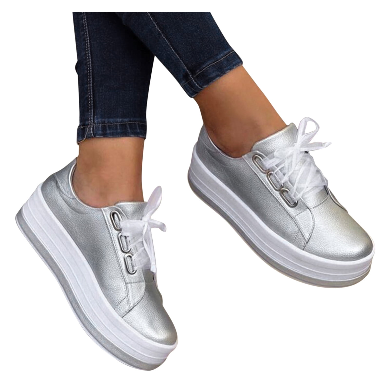Oyedens Platform Fashion Sneakers for Women Lace up Tennis Shoes Womens ...