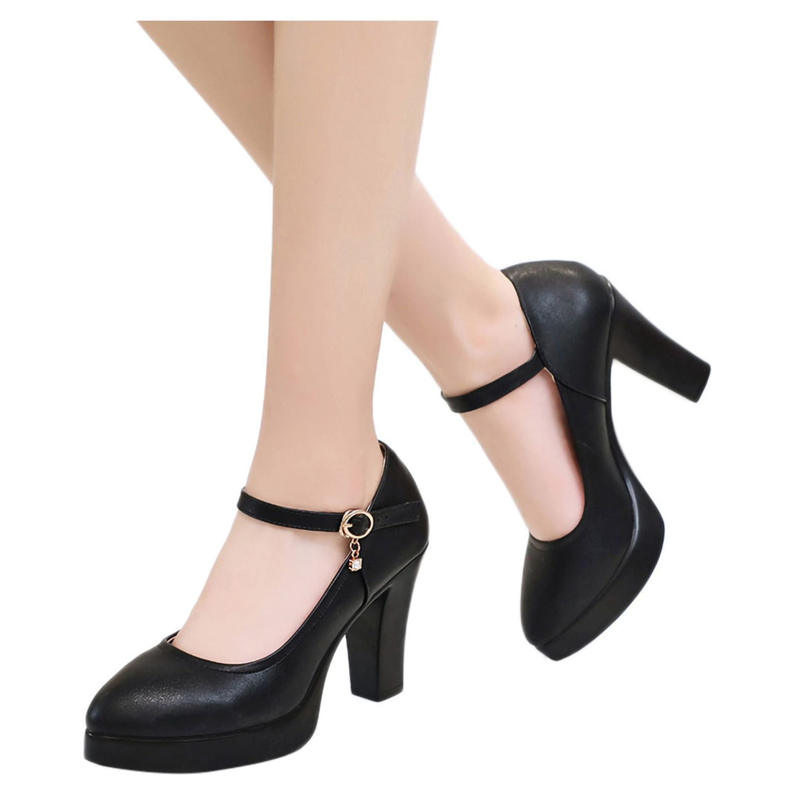 Oyedens Platform High Heels Dress Shoes for Women Ladies Black Formal ...