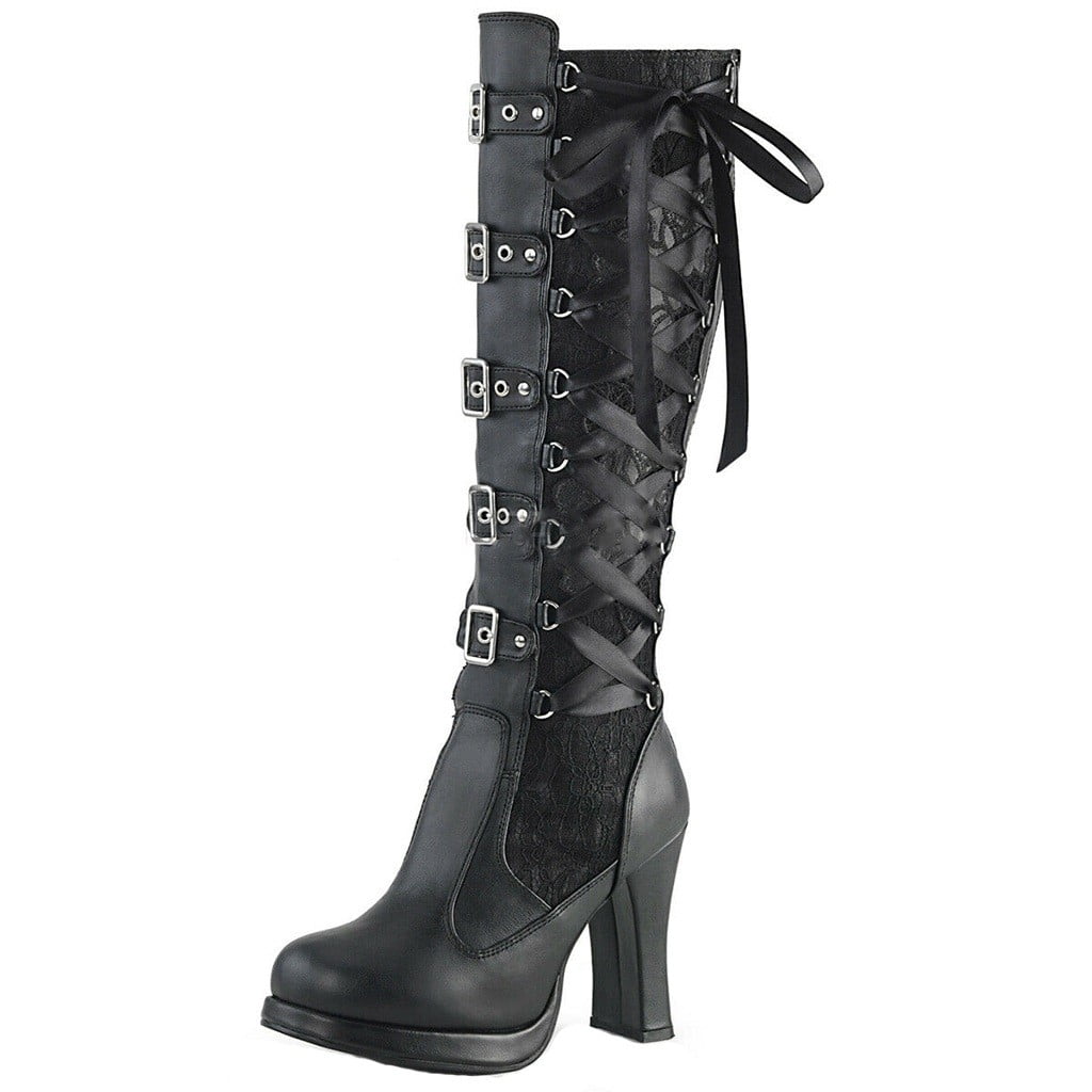 Oyedens Platform High Heels Knee High Boots for Women Party Knee Length ...