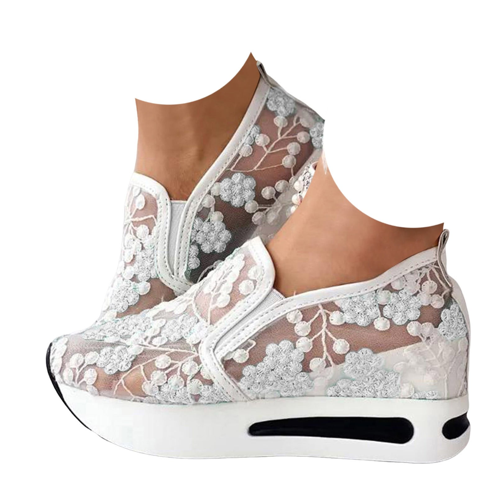 Oyedens Platform Low Top Fashion Sneakers for Women with Hidden Wedge ...