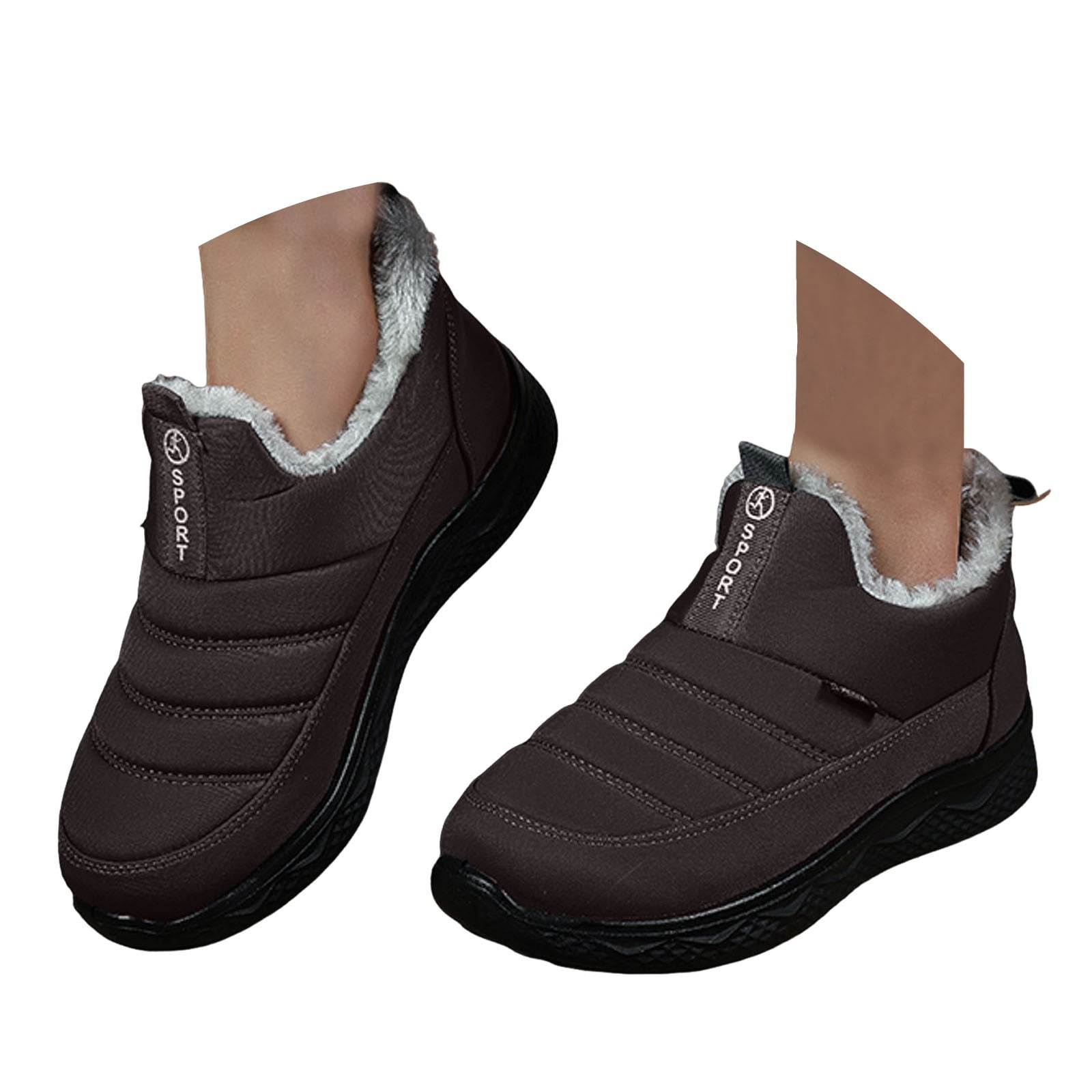 Oyedens Platform Slip on Winter Snow Boots for Older Women Men Water ...