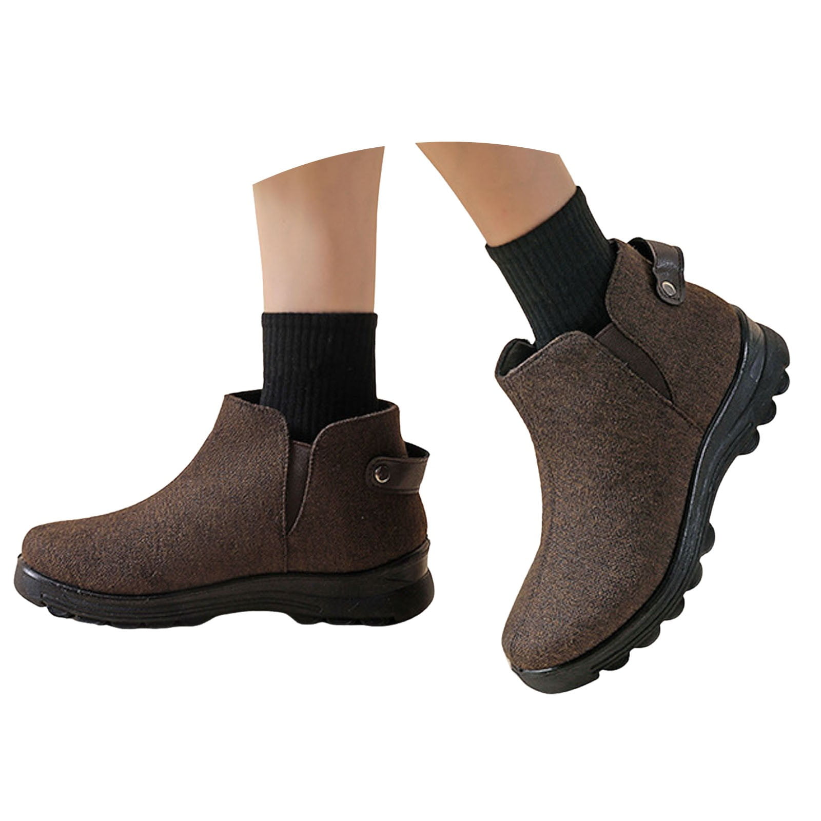 Oyedens Platform Slip on Winter Snow Boots for Older Women Wide Width ...