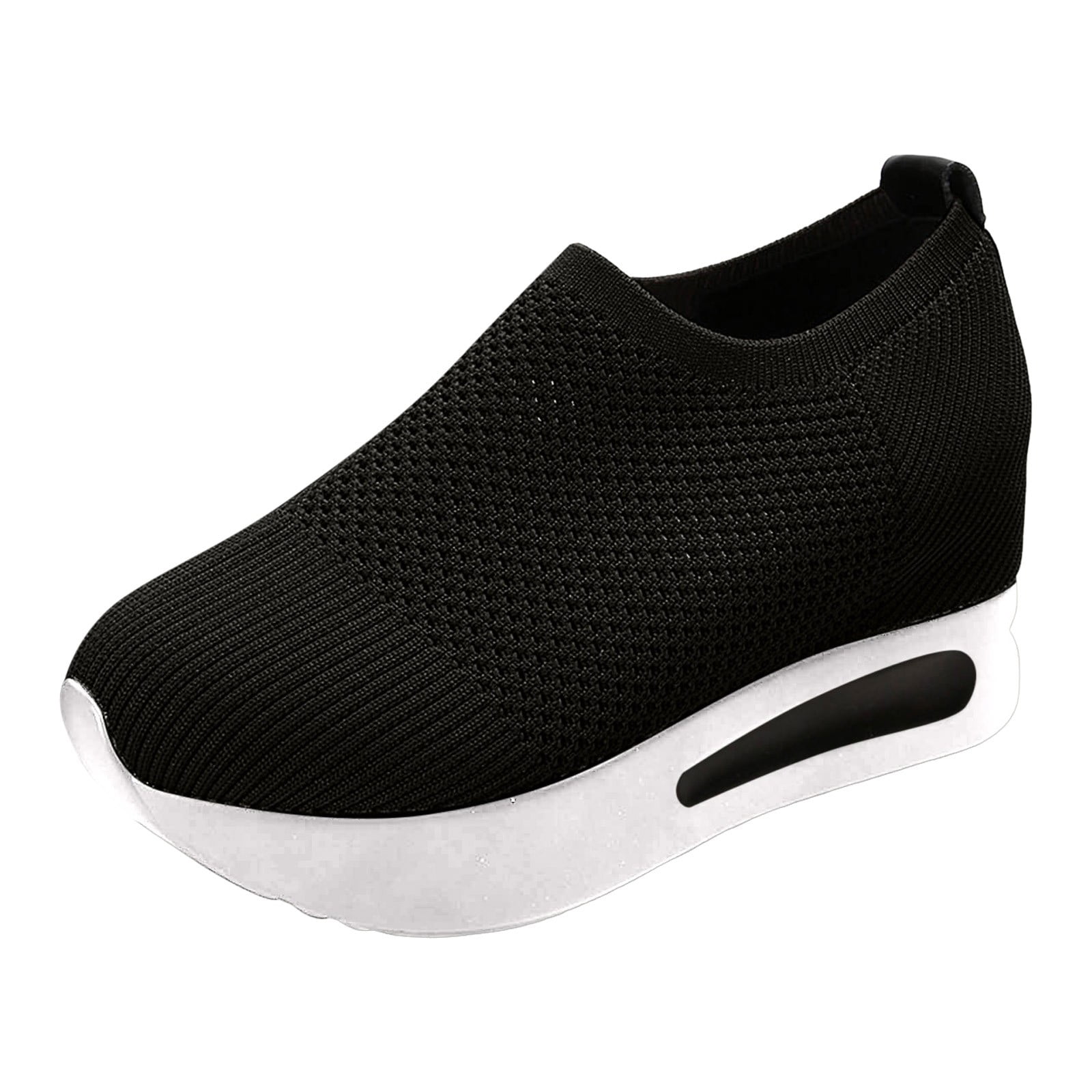 Oyedens Platform Walking Shoes Women's Slip on Sock Loafers with Hidden ...