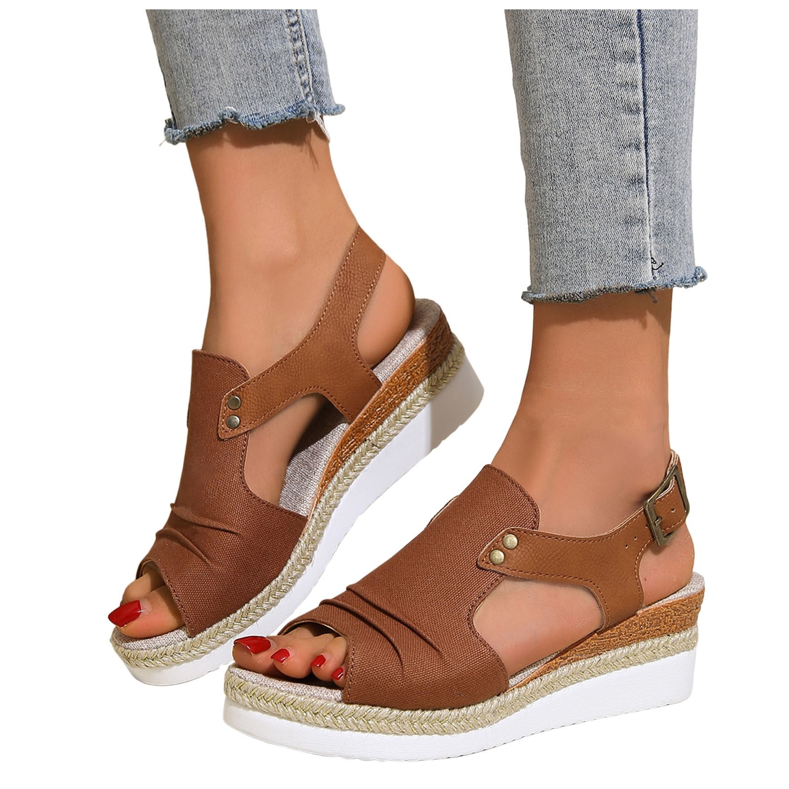 Oyedens Platform Wedge Gladiator Sandals For Women Fashion Casual ...