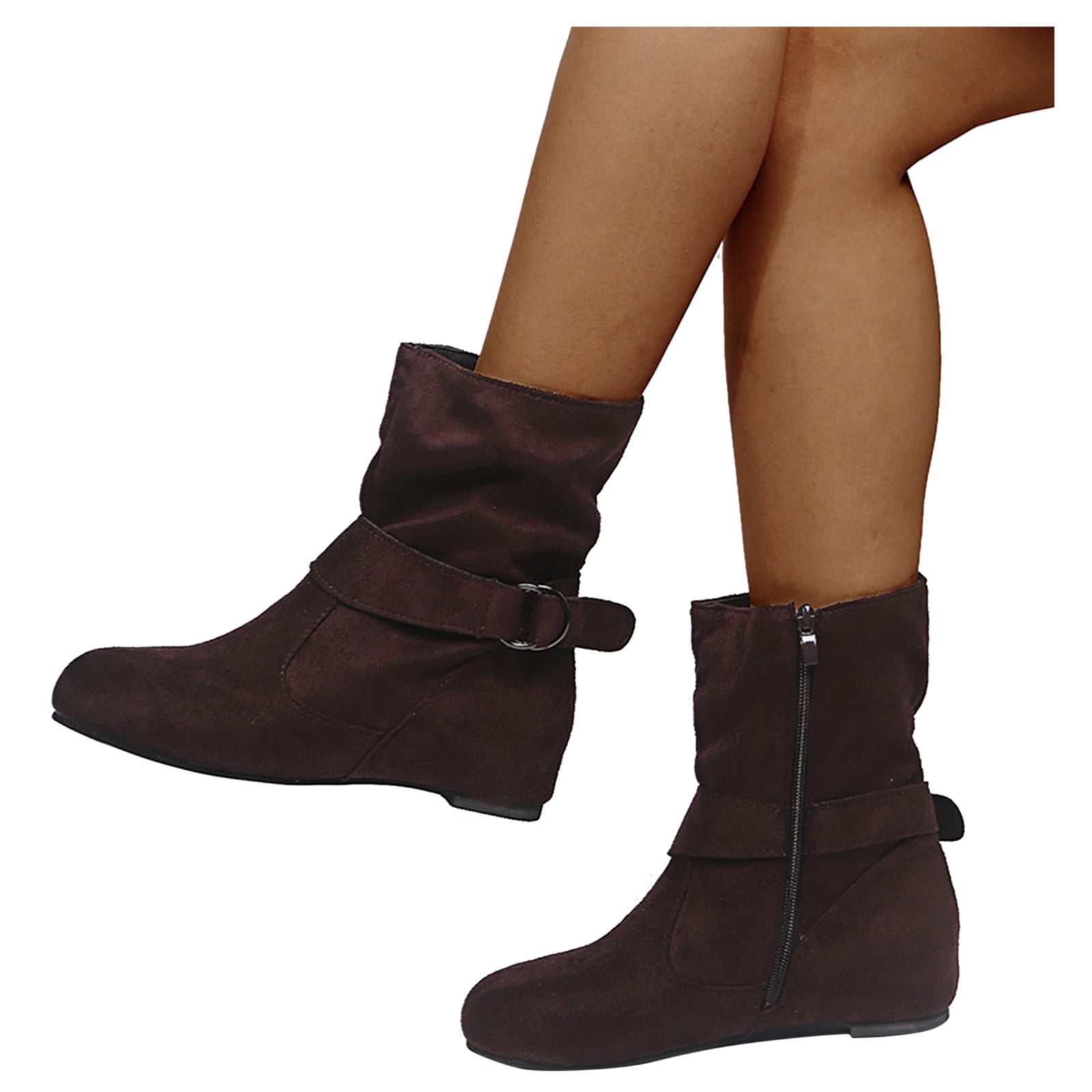 Oyedens Slouch Boots for Women Fashion Suede Flats Slouchy Mid Calf ...