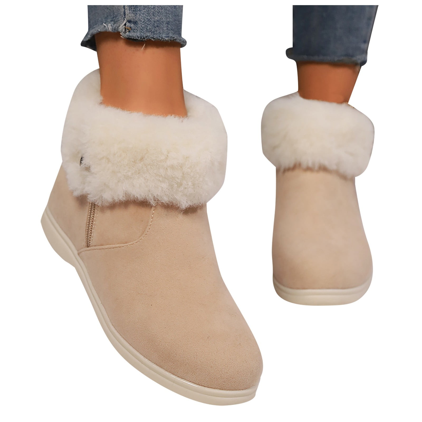 Oyedens Snow Booties for Women Girls Fuzzy Furry Plush Lined Winter ...