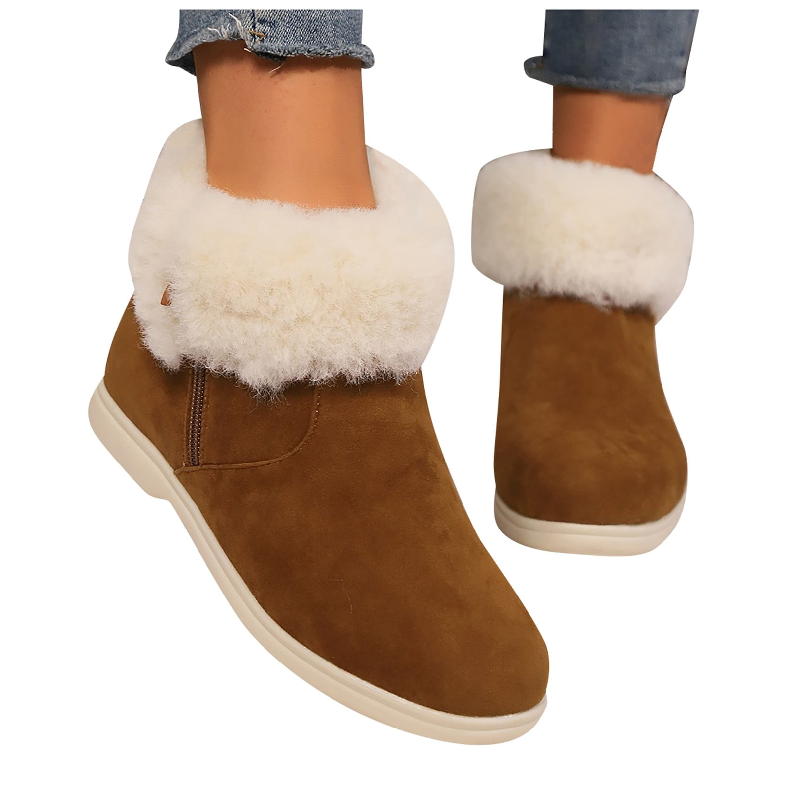 Oyedens Snow Booties for Women Girls Fuzzy Furry Plush Lined Winter ...