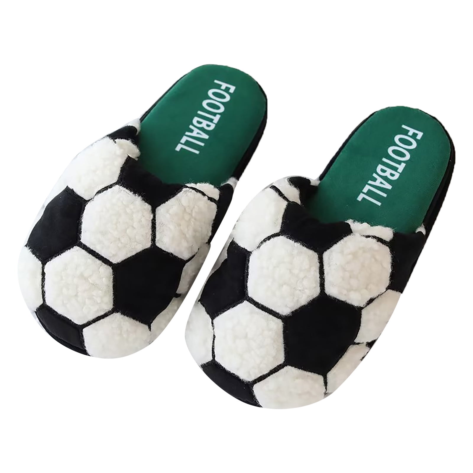 Oyedens Soccer Slippers for Kids Big Boys Women Warm Fuzzy Memory Foam ...