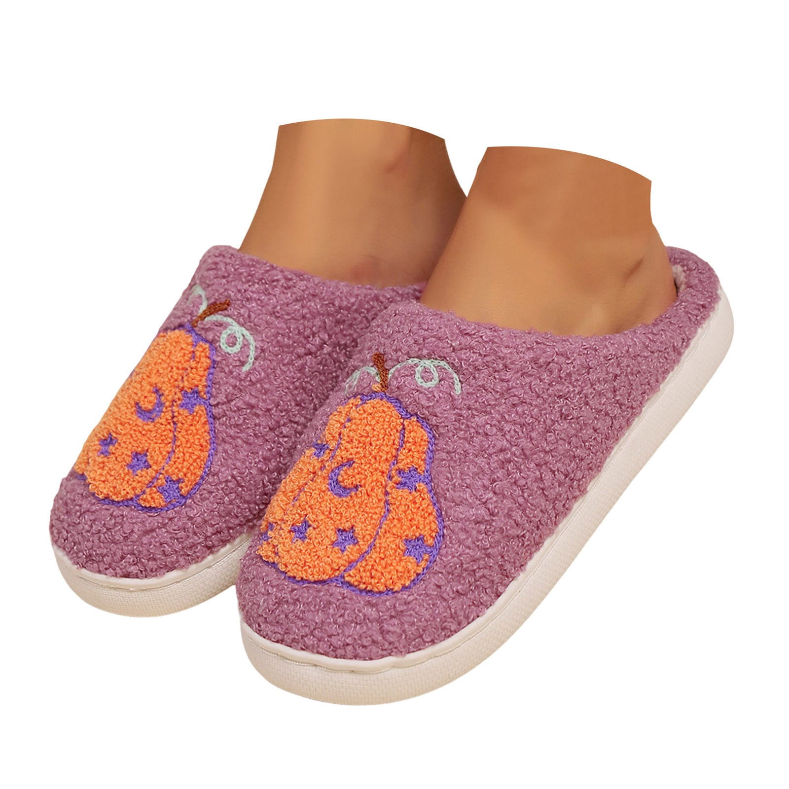 Oyedens Spooky Slides Slippers for Women Men Skull Fuzzy Slippers House ...