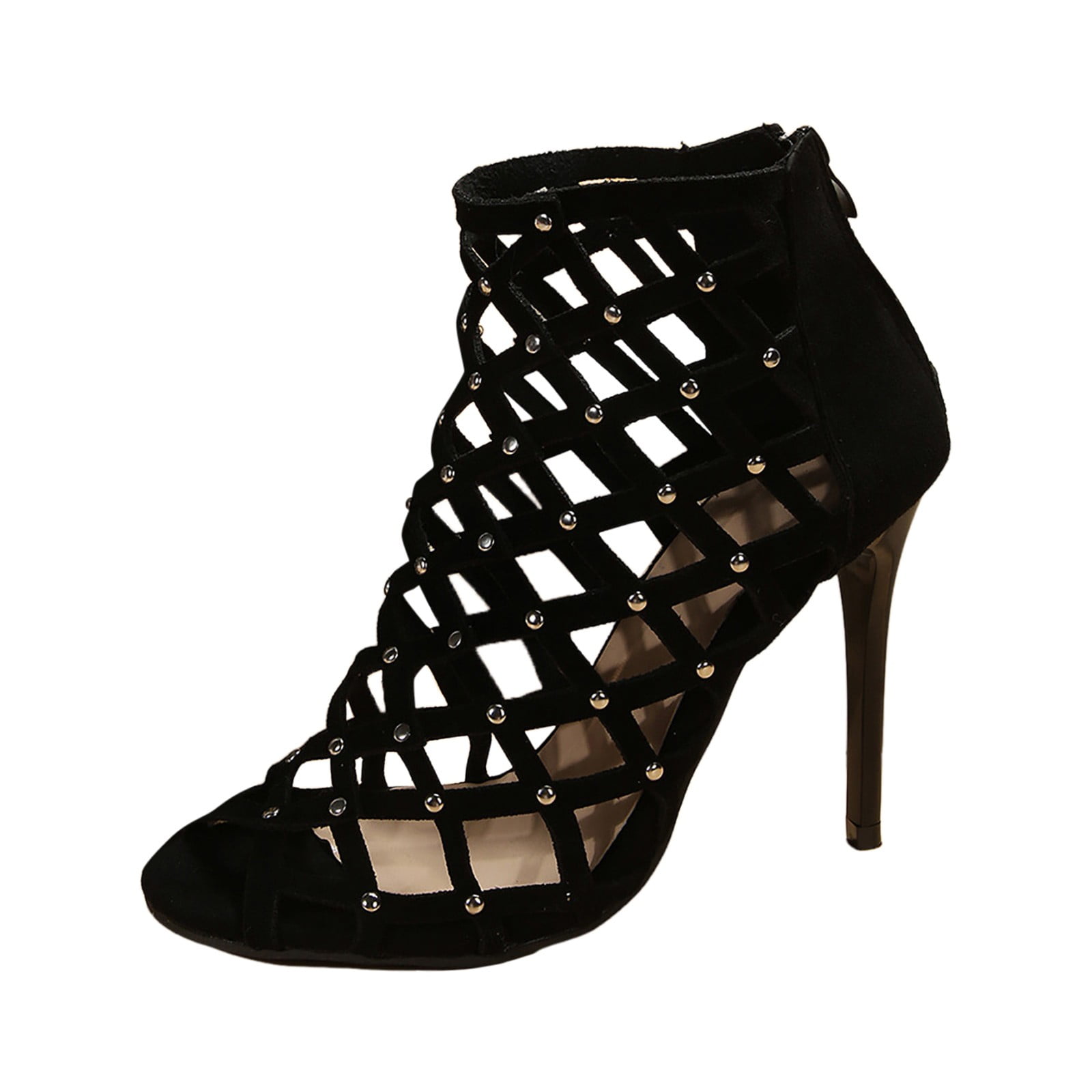 Oyedens Stiletto Sandals For Women Black Fashion Suede Gladiator High ...