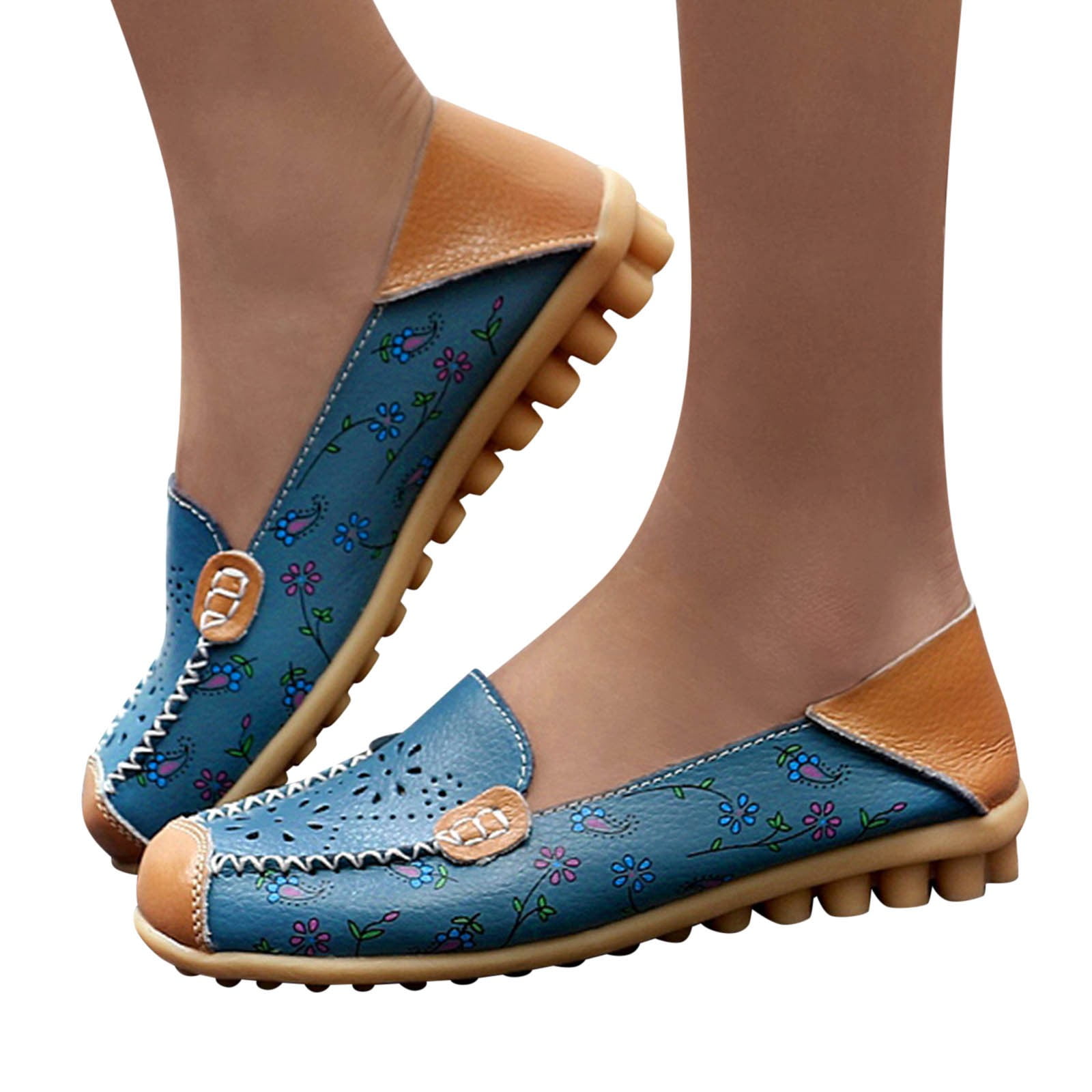 Oyedens Vintage Penny Loafers Flats for Women Wide Boho Flat Casual ...